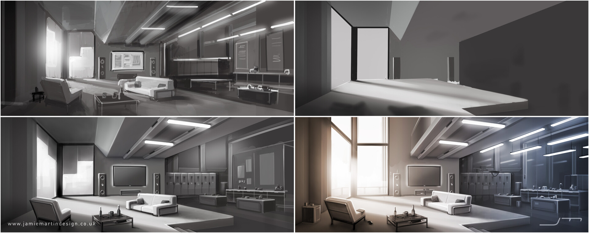 Jamie Martin - Secret Agent HQ - interior environment concept art