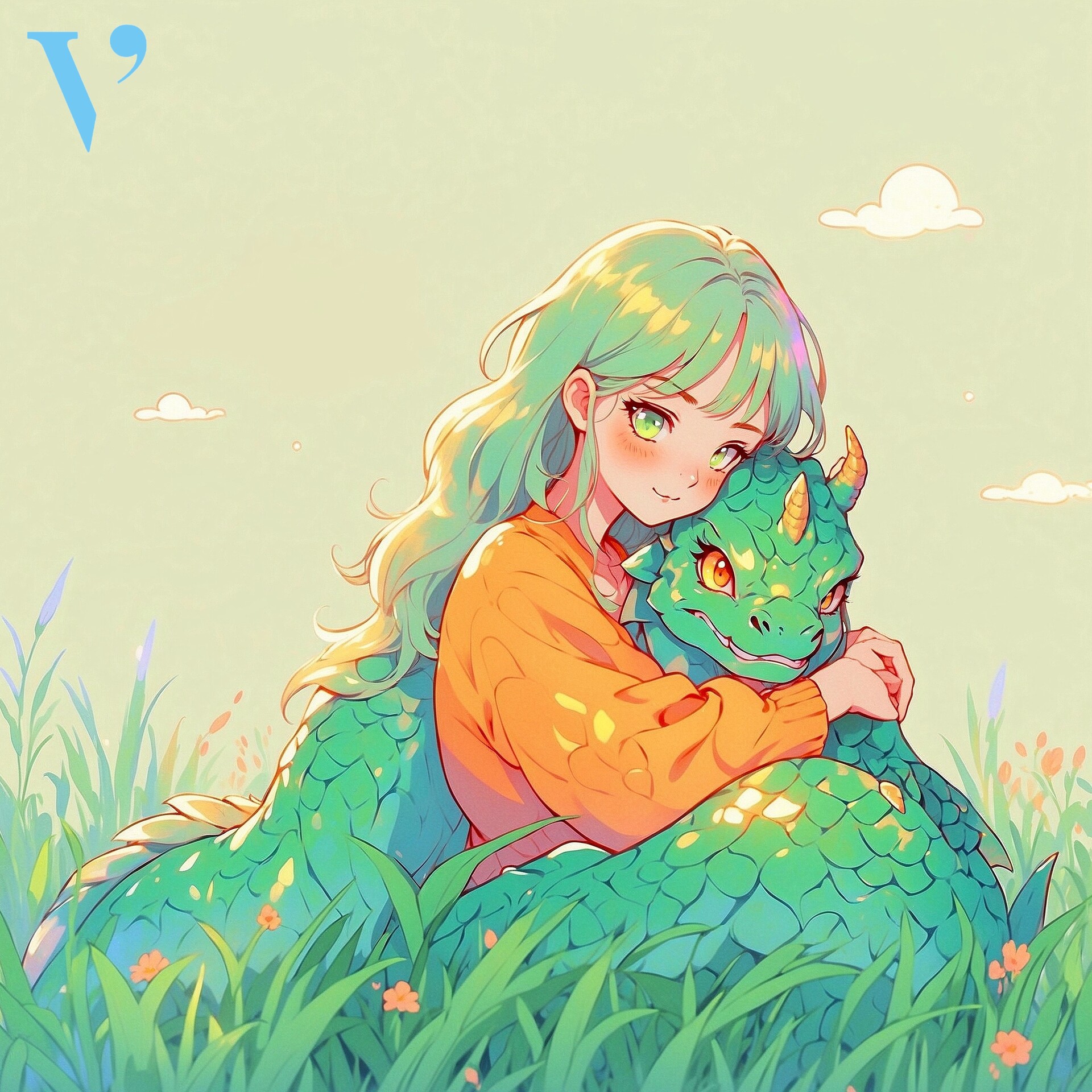 ArtStation - A girl with her dragon