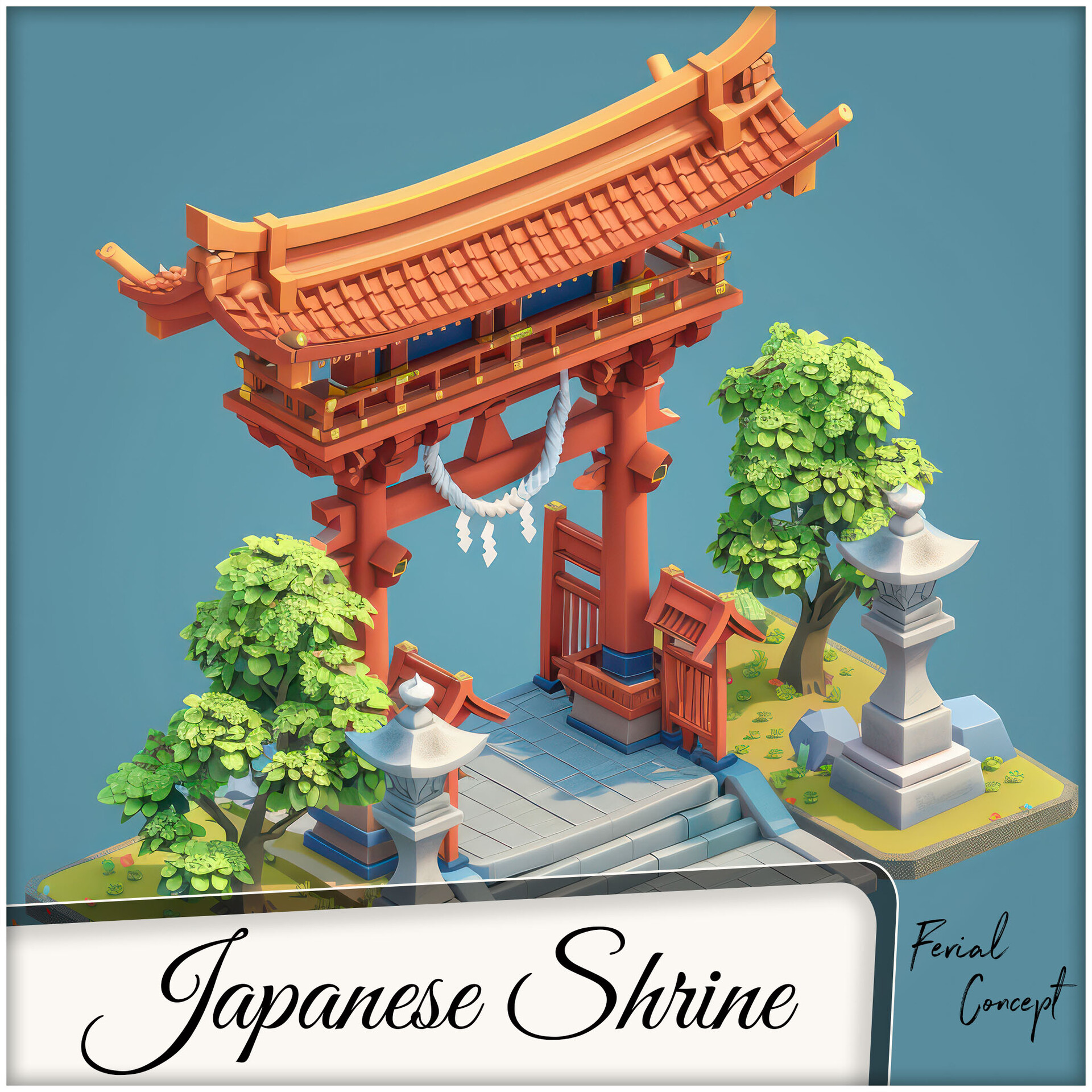 ArtStation - 🔹210 Japanese Shrine - Isometric Concept Reference Image ...