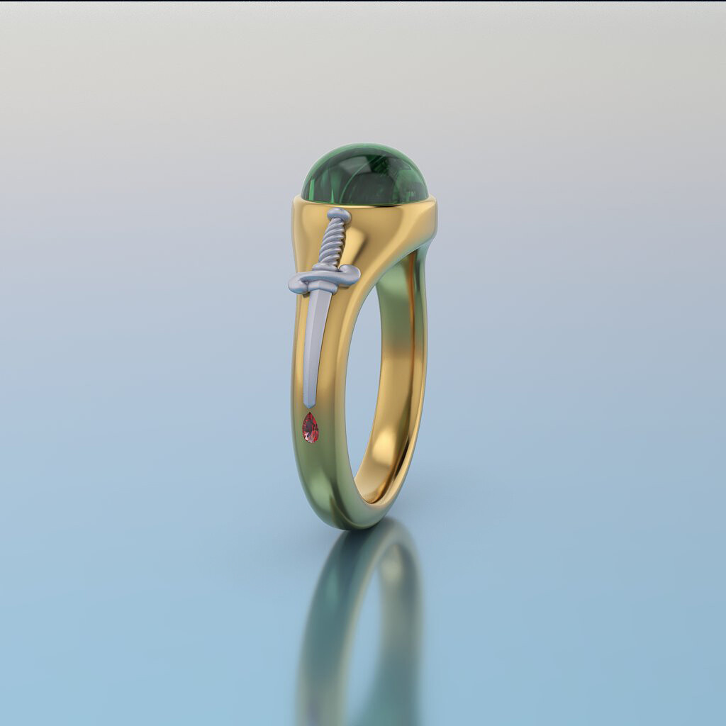 ArtStation - Cabochon Emerald + Platinum Dagger