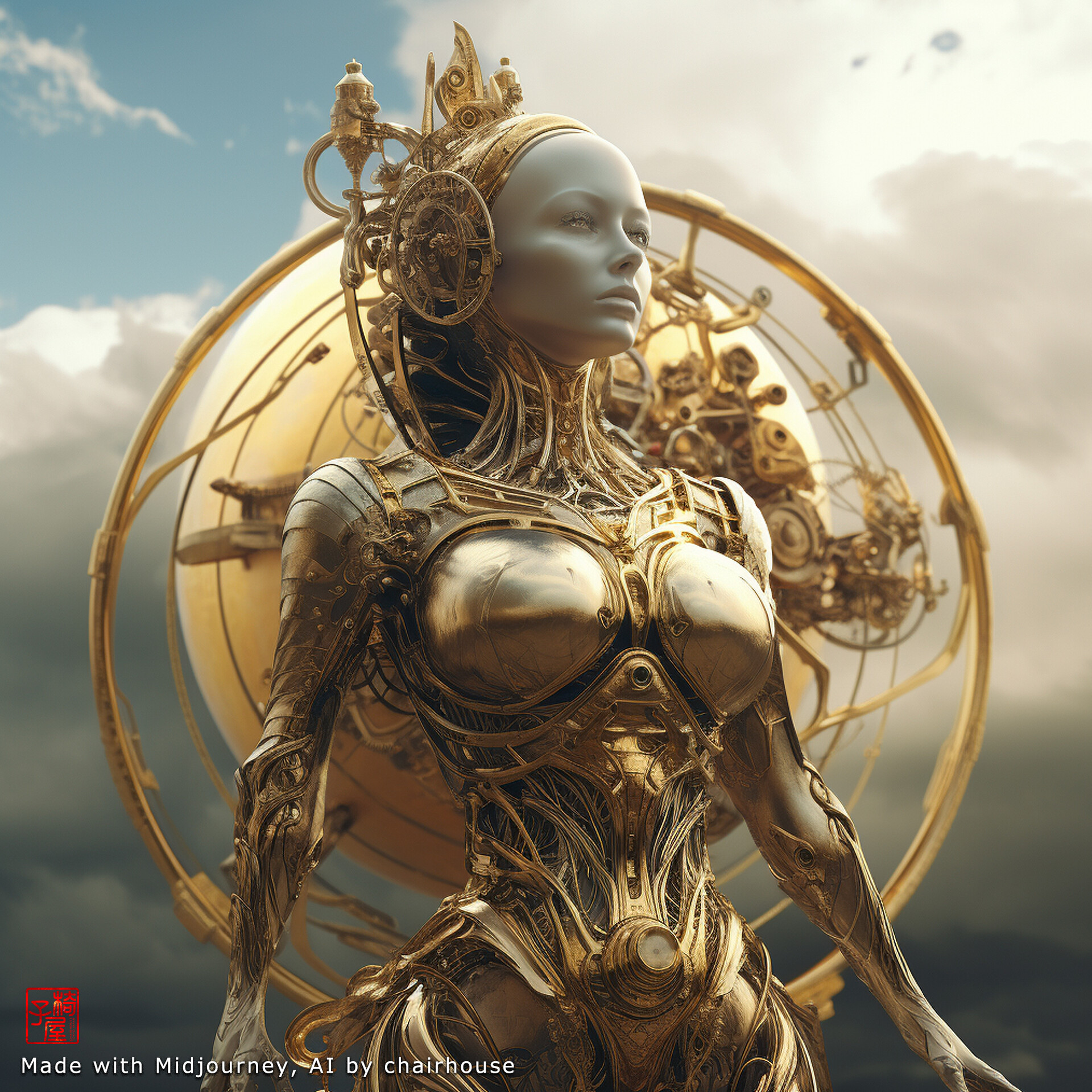 ArtStation - mechanical goddess11 in the future machine city under EPAC 240412 by Midjourney