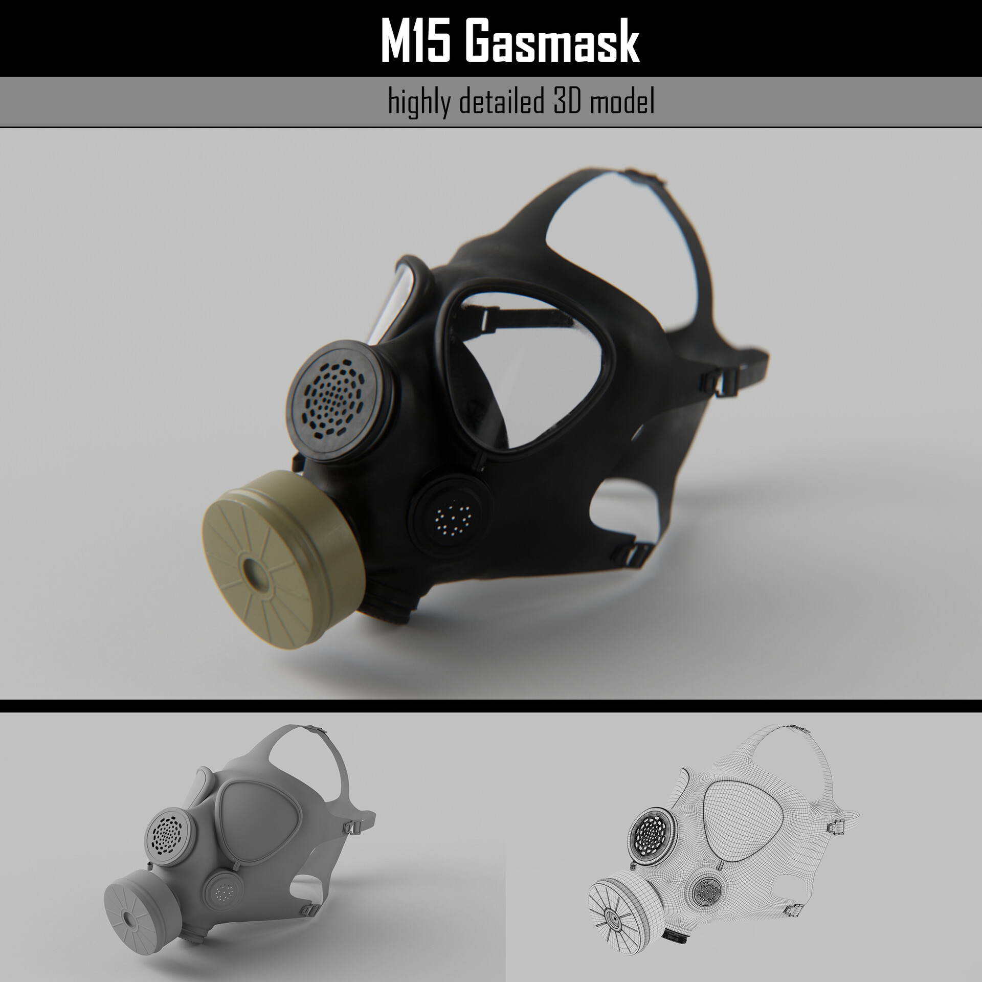 ArtStation - M15 Gasmask - HighPoly 3D Model