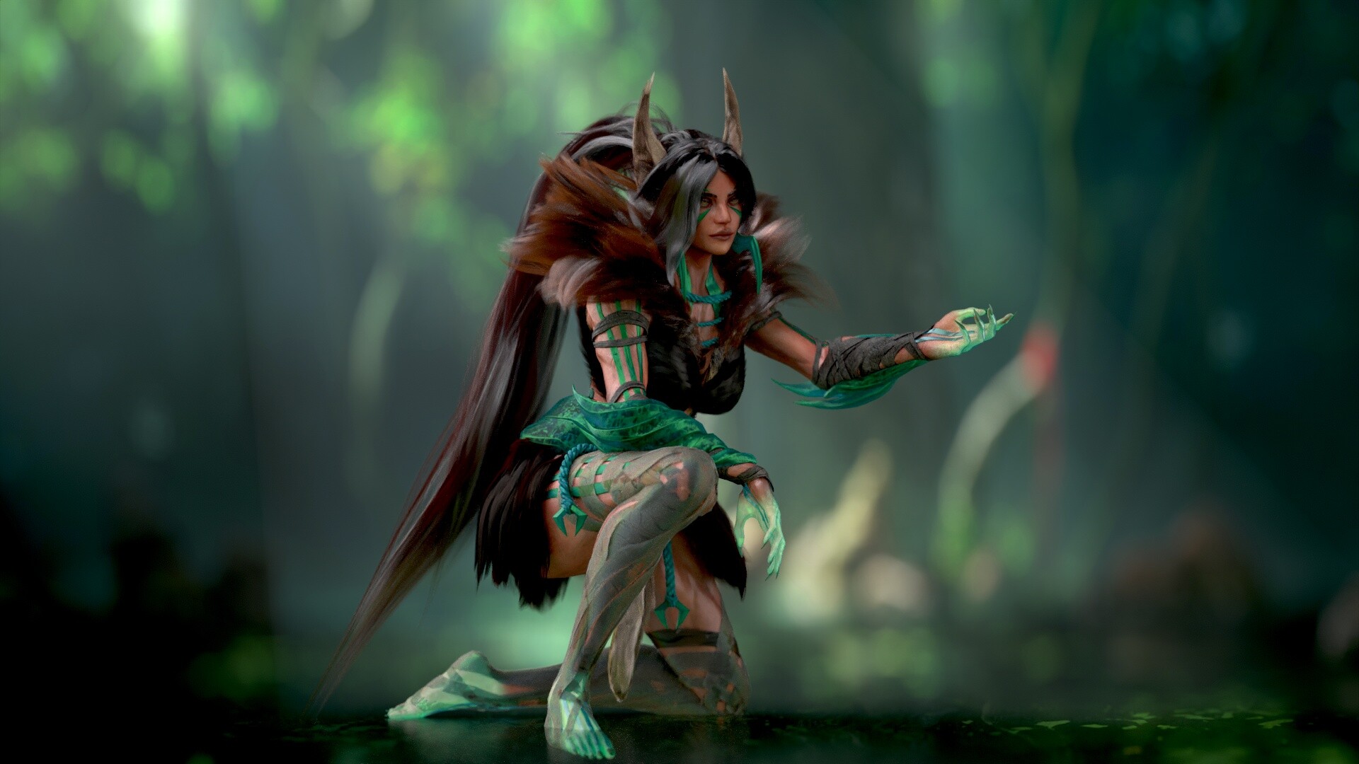 Alex Lucas - Fanwork Nidalee; Legend of RuneTerra, League of Legends