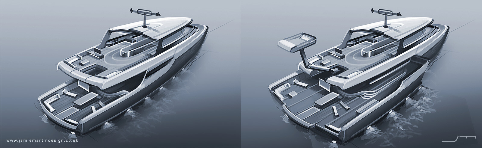Jamie Martin - Catamaran deck design - concept art