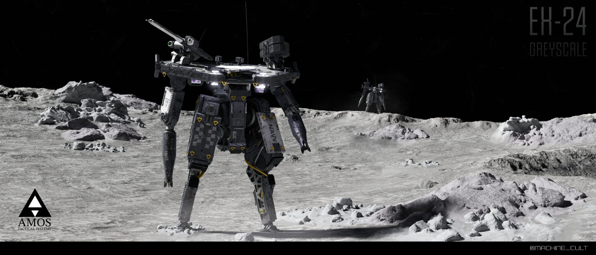 ArtStation - EX-24 GREYSCALE - COMBAT MECH - AMOS TACTICAL SYSTEMS