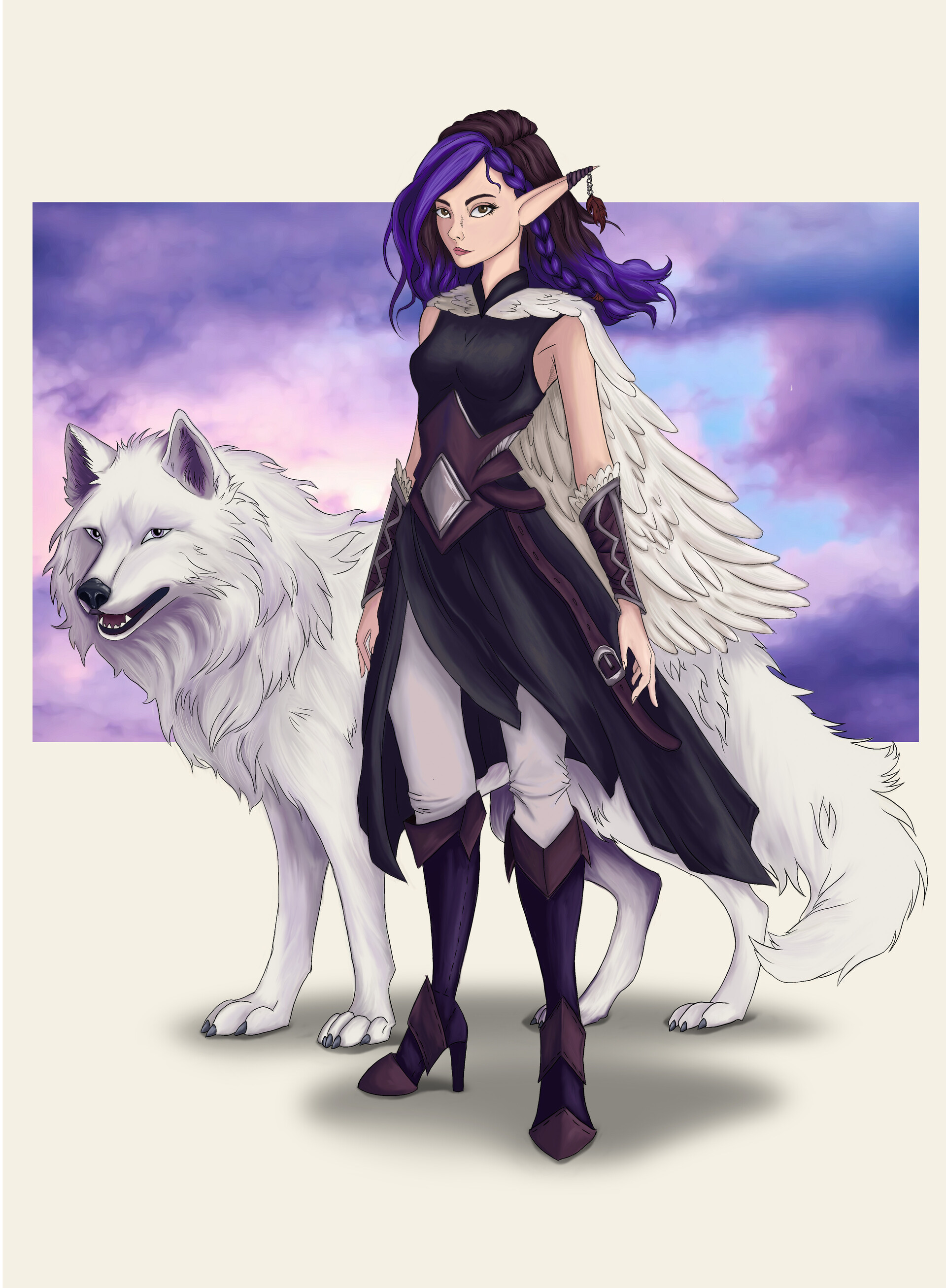 ArtStation - Original Character Druid Elf with wolf concept art