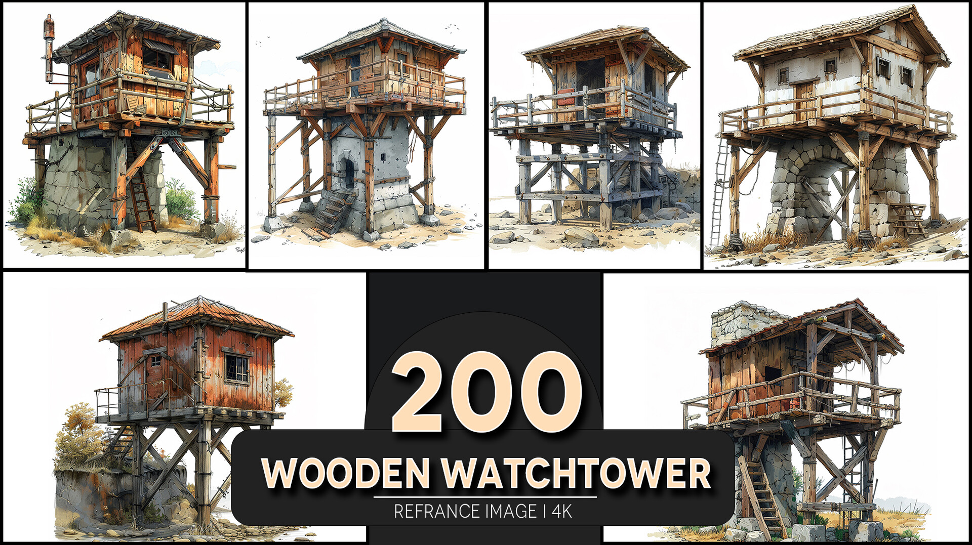 Pixel Ref - Wooden Watchtower 4K Reference/Concept Images