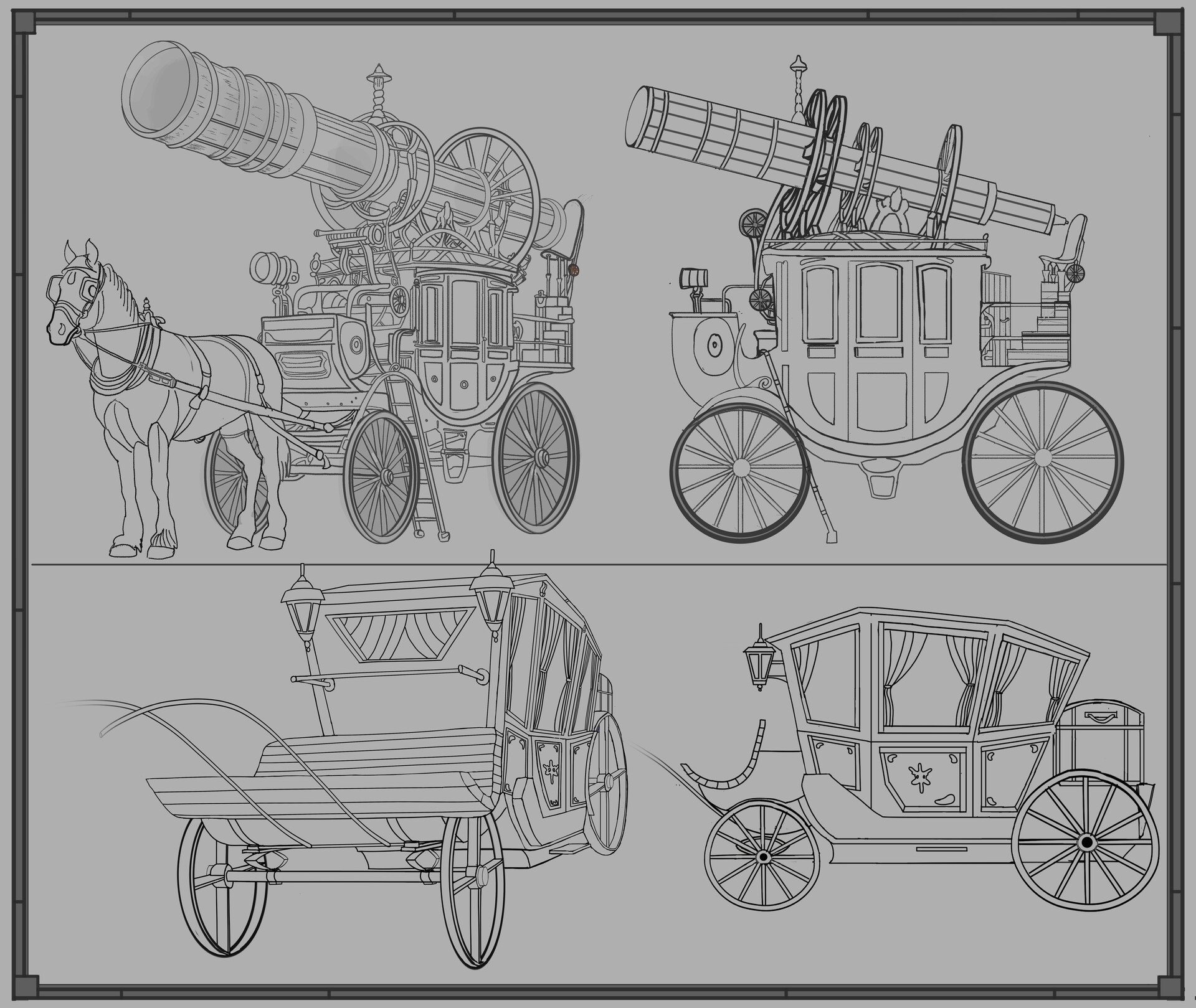 ArtStation - Line art wagons