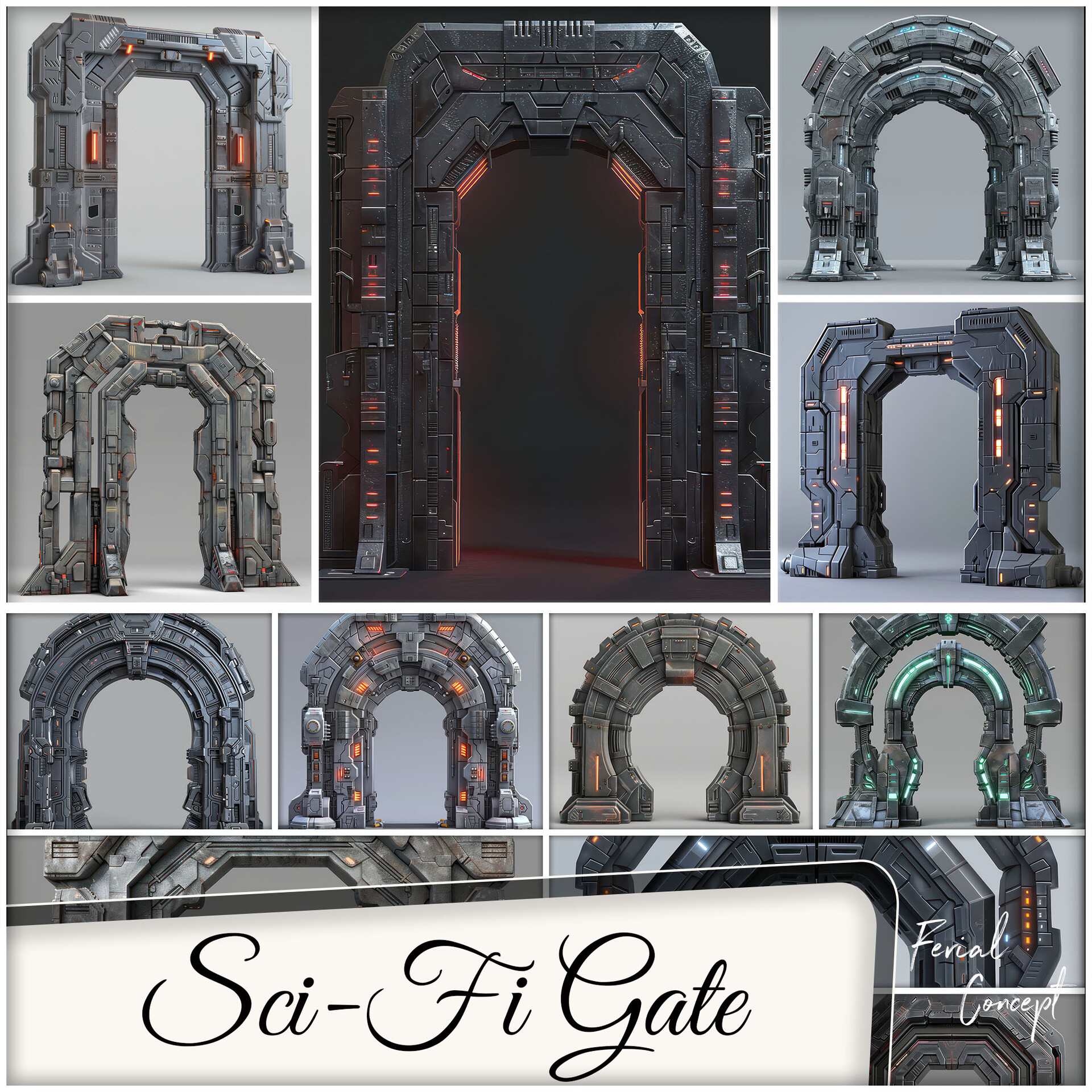 Ferial Concept - 🔹200 Sci-Fi Gate - Game Asset Reference Image Pack v.1 |4K|