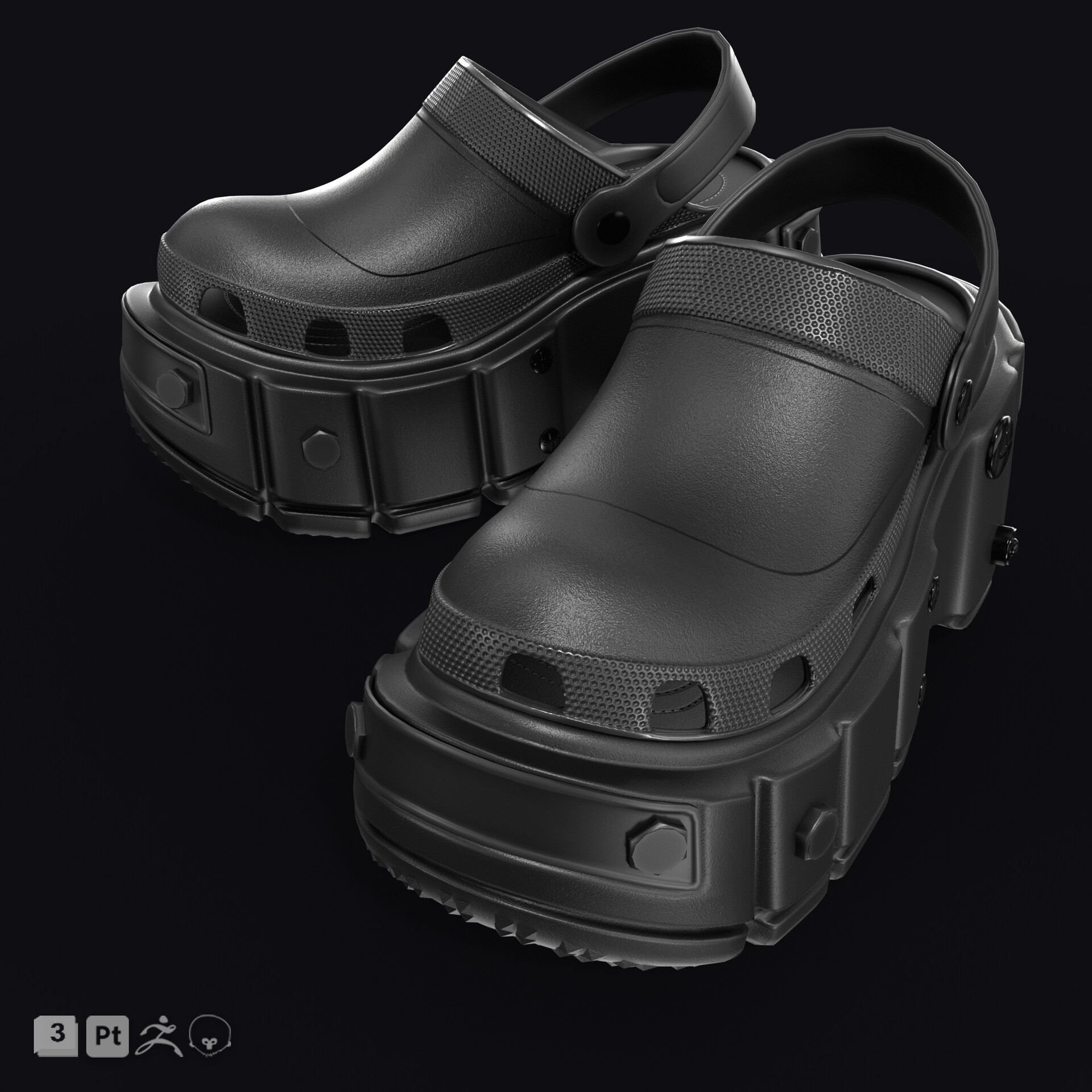 ArtStation - Hard Crocs sandals Low-poly 3D model PBR Textures