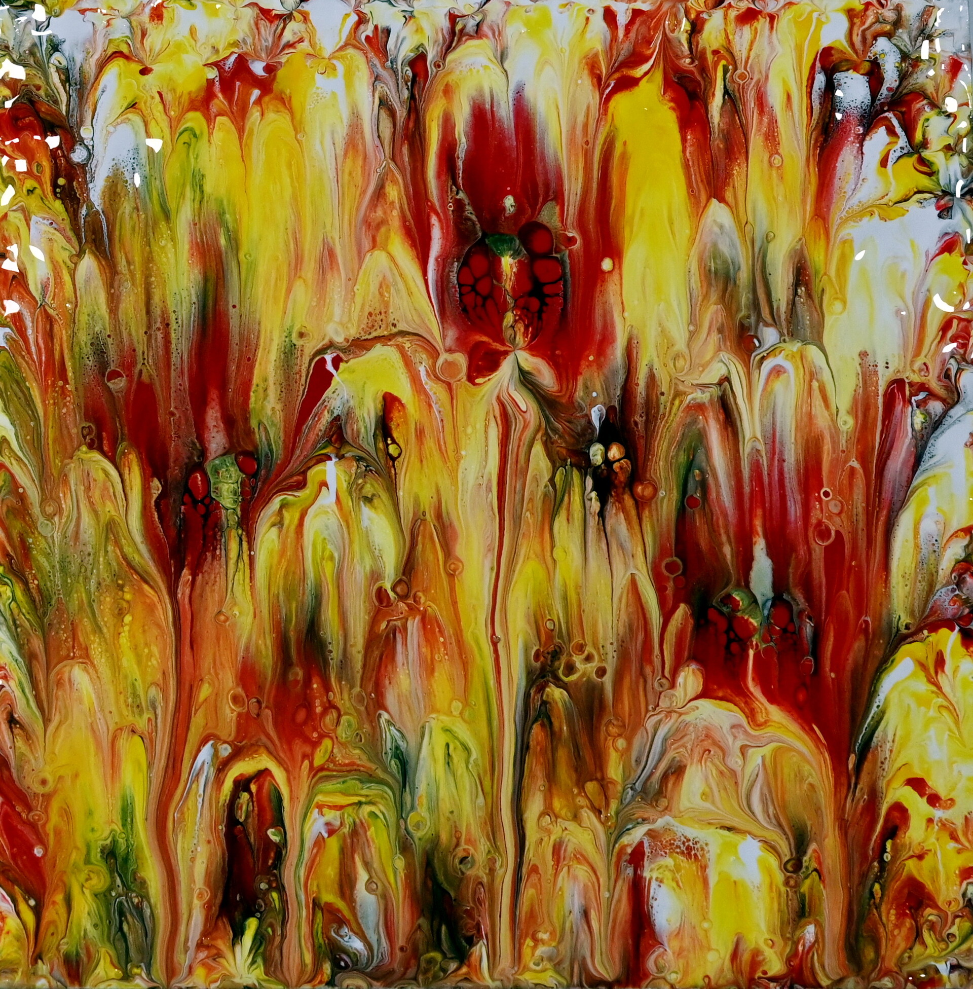 Fiona Art - Creating Simple Floral Art with Fluid Acrylics and Bubble ...