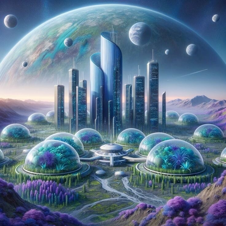 ArtStation - Alien City Surrounded By Biodomes