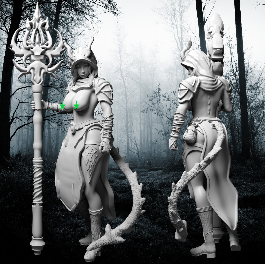 ArtStation - A Helluva Sisters: Warlock Tiefling Pin-Up STL Set Kickstarter Campaign