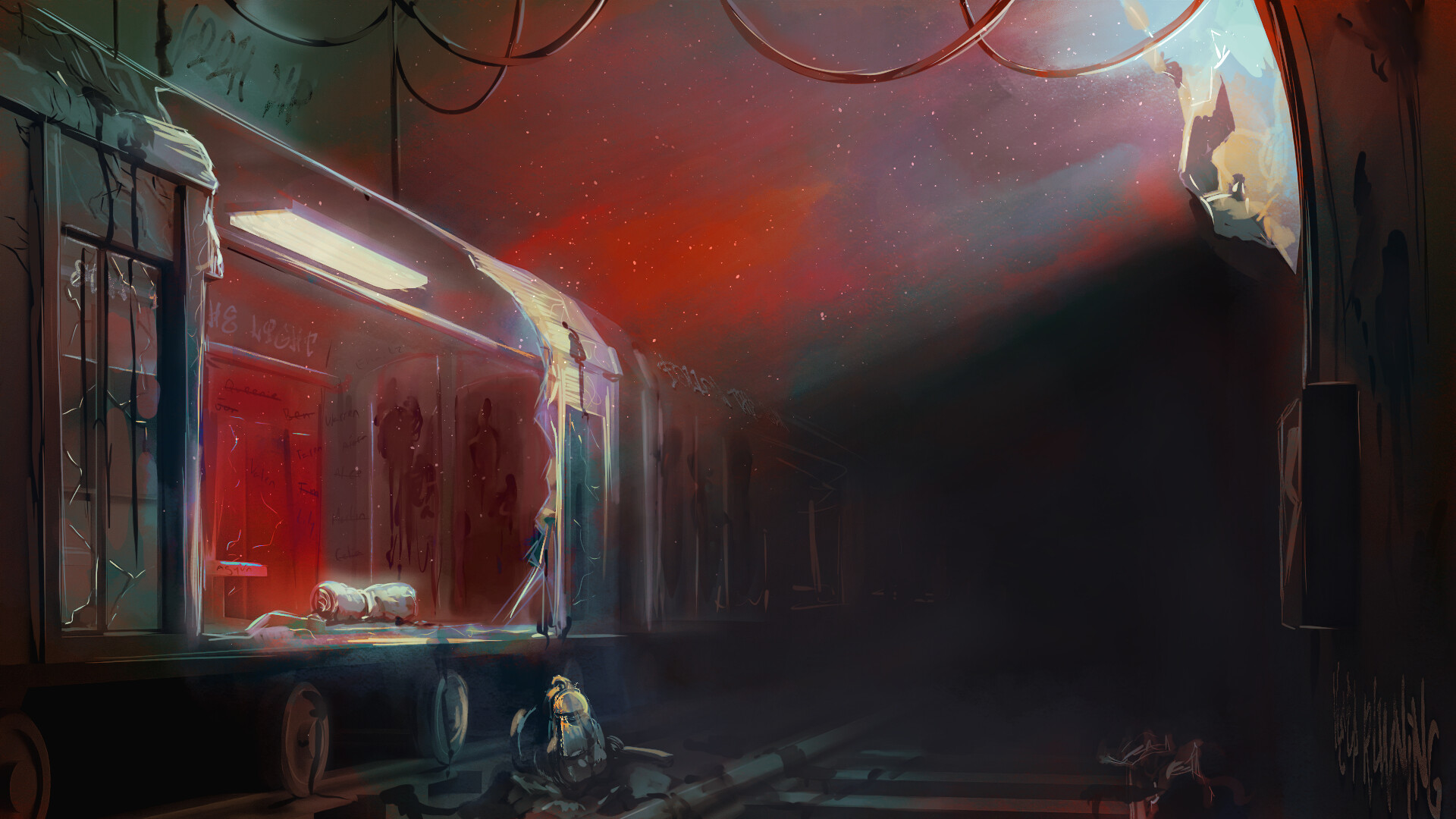 ArtStation - Abandoned Metro Tunnel -- Night Runners