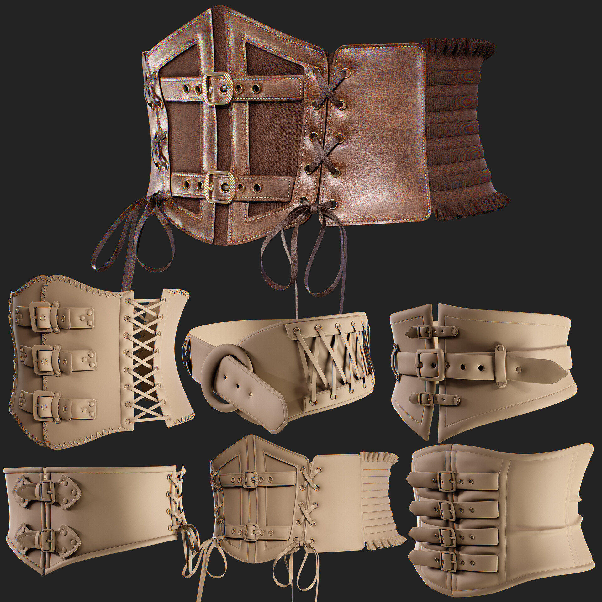 ArtStation - 6 Medieval Women's Belt/MD-Clo3D(ZPRJ + FBX + OBJ)