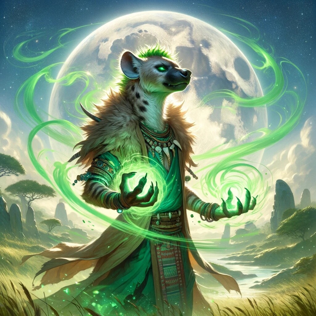 ArtStation - Humanoid Hyena Swhirling Green Magic