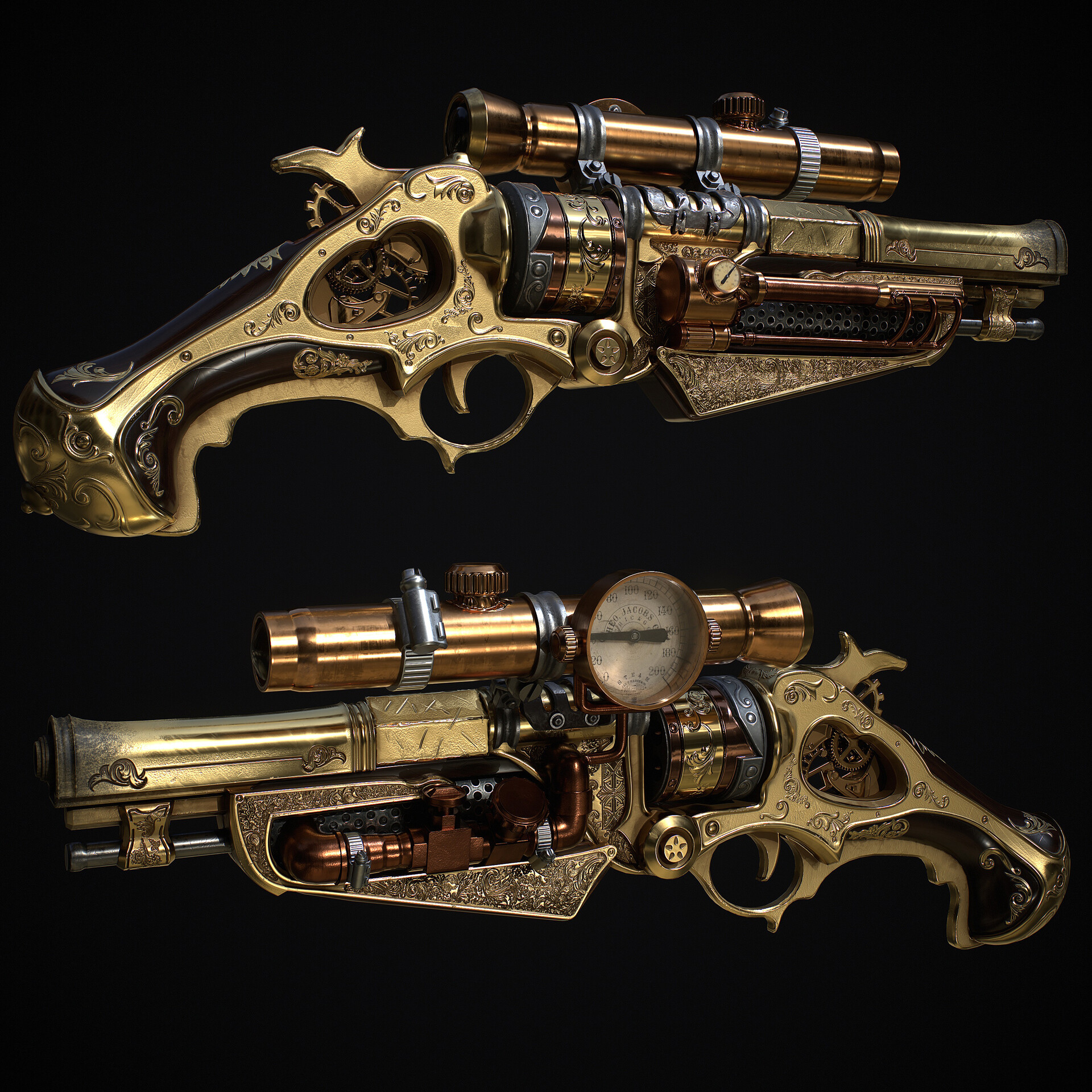 ArtStation - SteamPunk Gun Game Ready