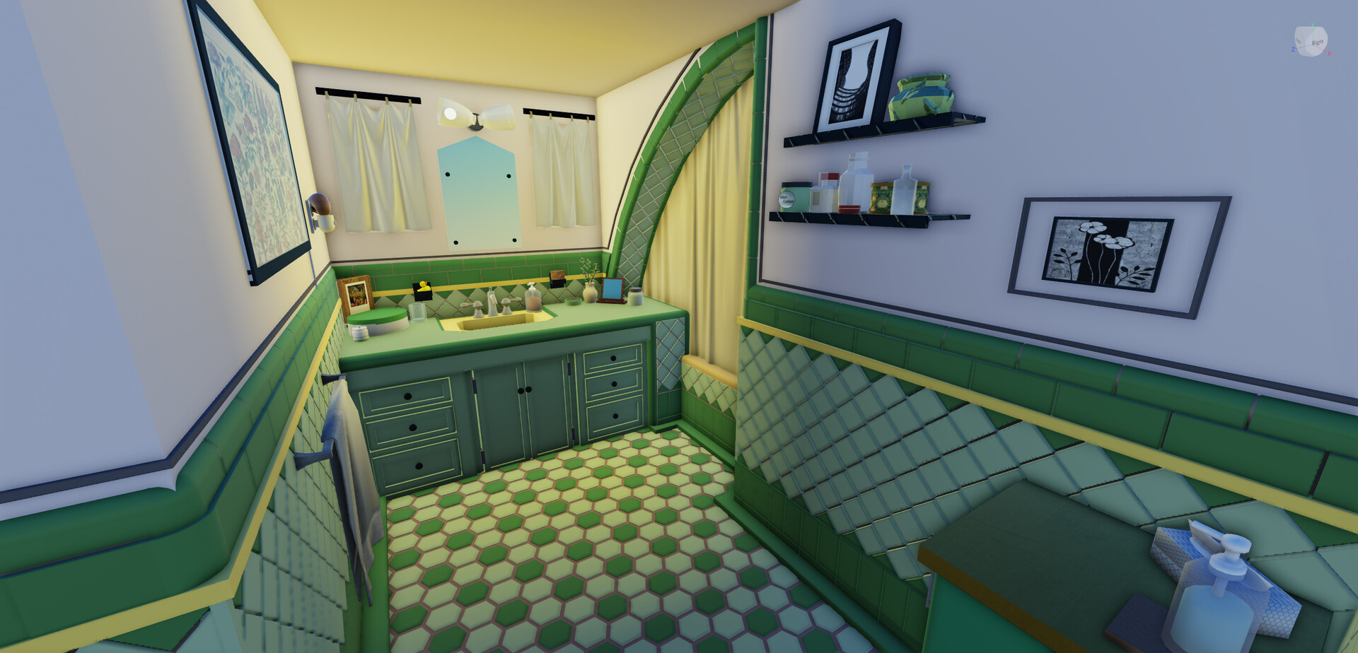 ArtStation - Green Vintage Bathroom Roblox Build