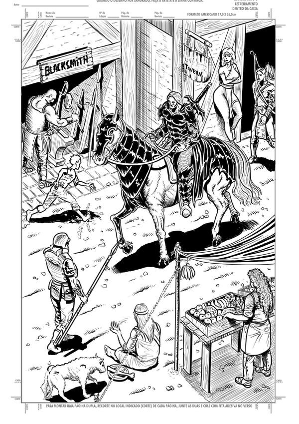 ArtStation - Sample test pages from a medieval comic - pag01