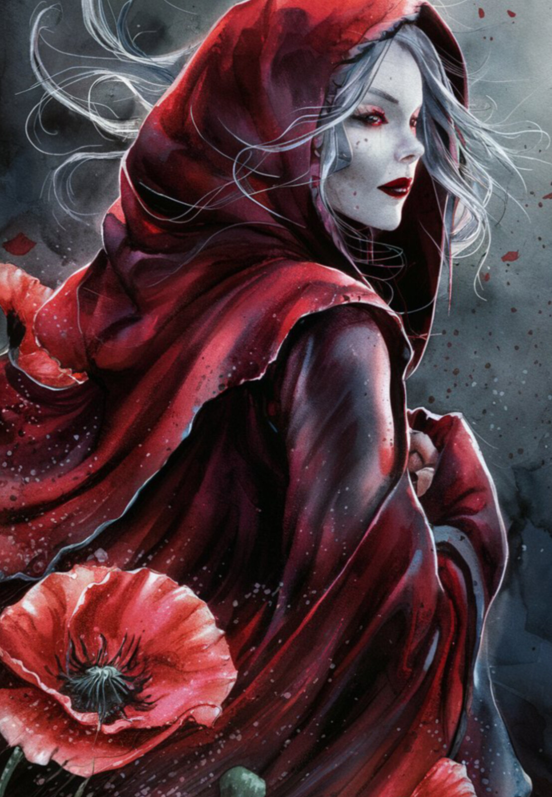 ArtStation - Woman in red poppy flower