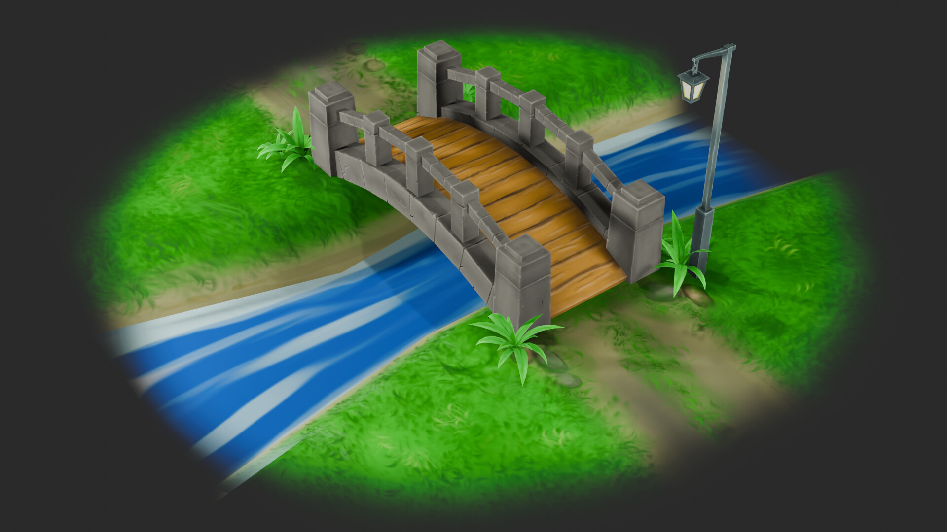 ArtStation - low-poly hand-painted bridge