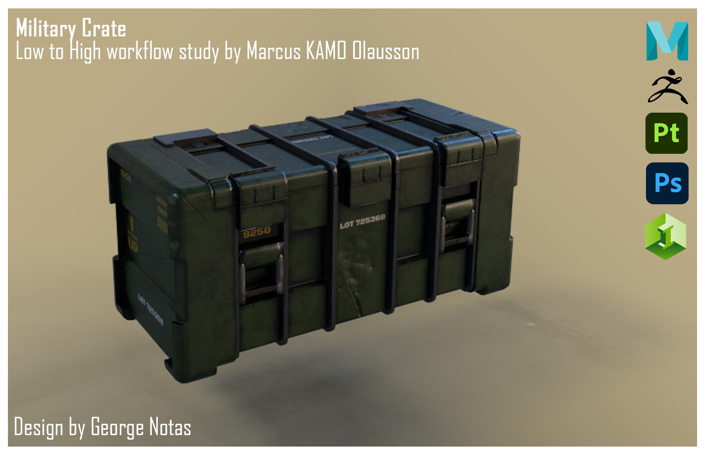 ArtStation - Military Crate - Low to High 3D modeling Workflow