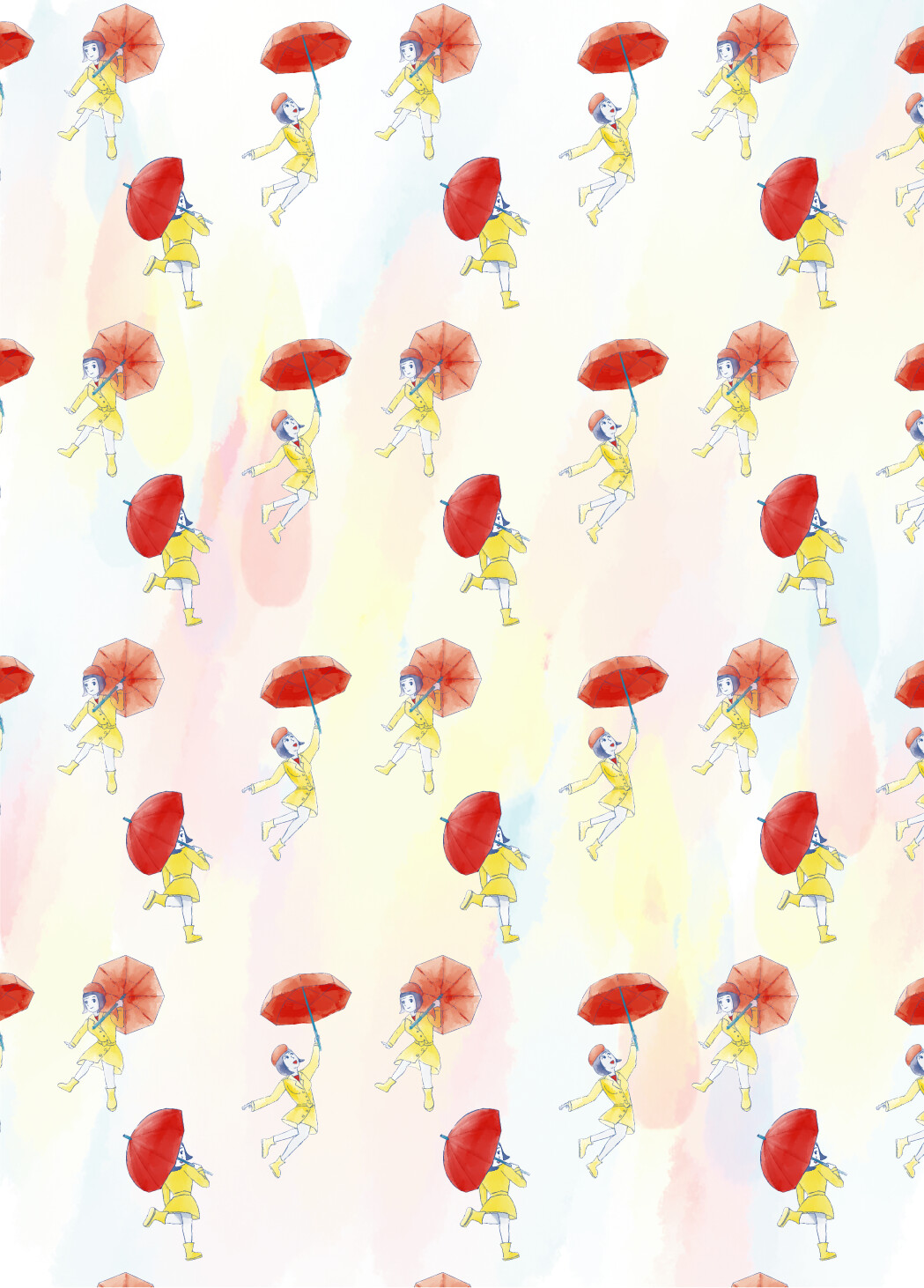 ArtStation - Girl with Red Umbrella Pattern