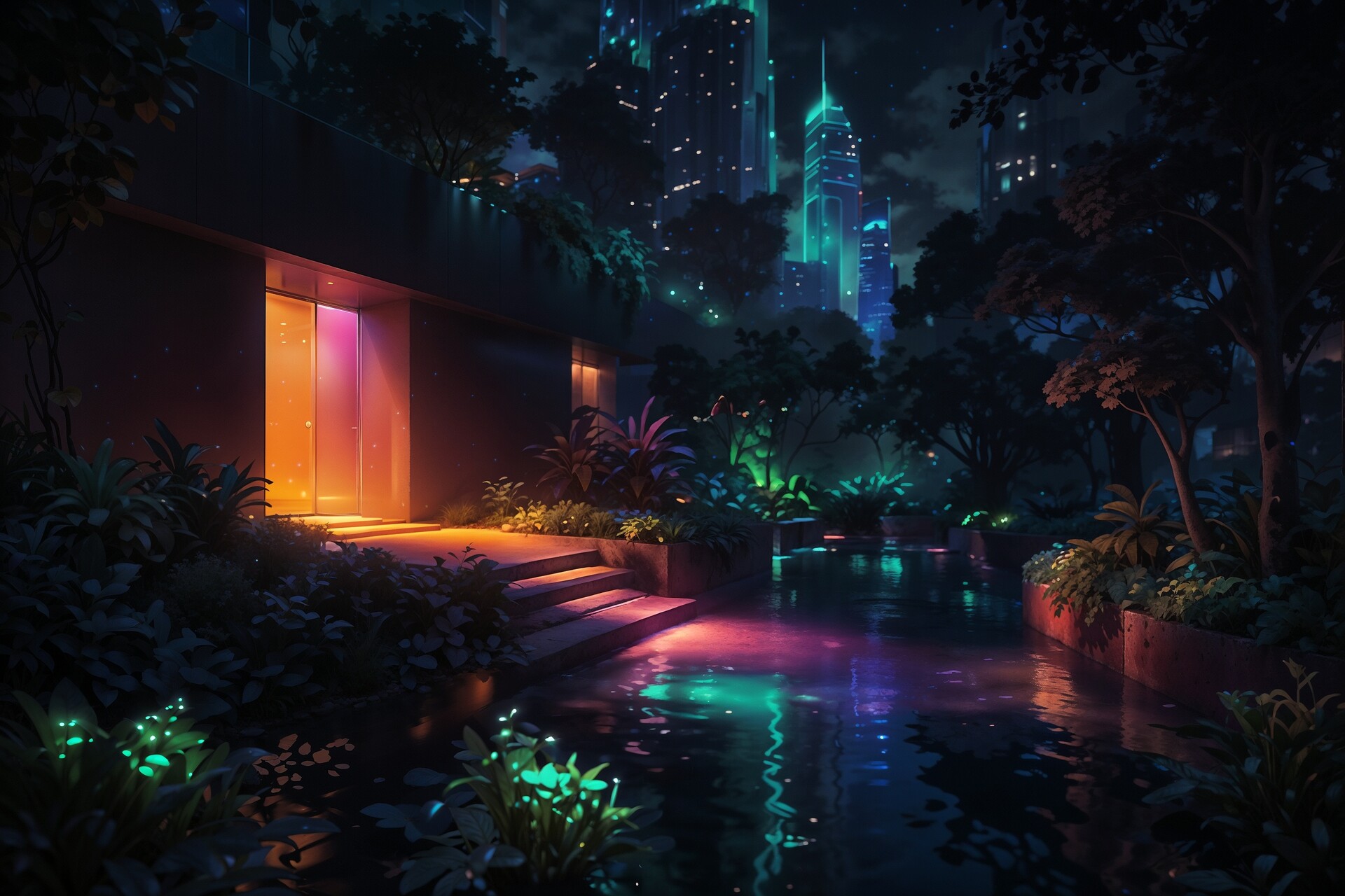 ArtStation - Enchanting Twilight: Floating Gardens of a Futuristic Megacity