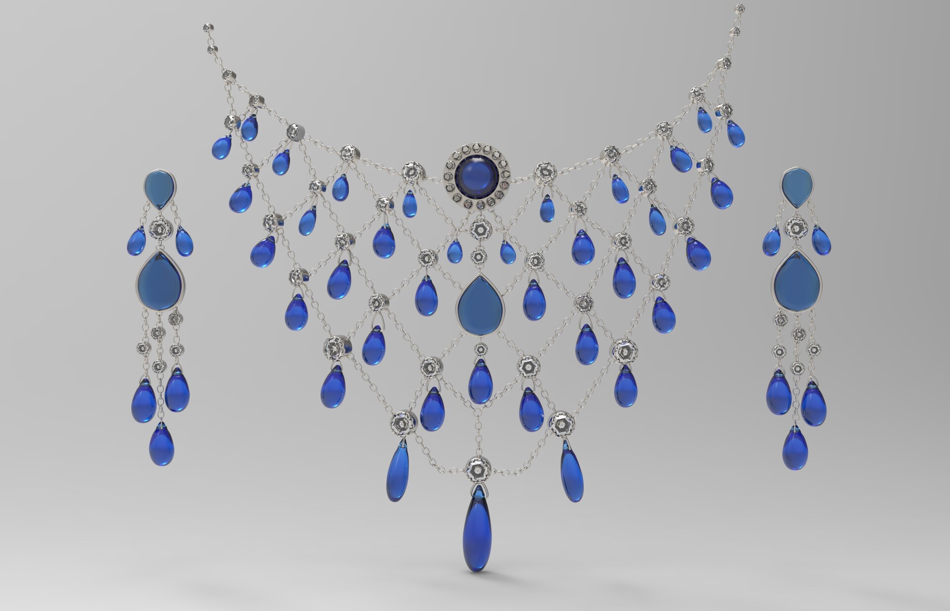 ArtStation - necklace and ear rings 3d model