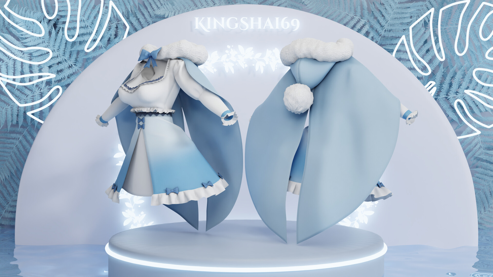 ArtStation - VRChat dress+cape outfit commission