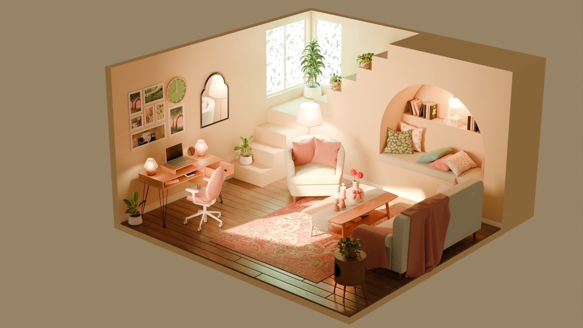 Yacine Gasmi - 3D Isometric Room / Sara's Room