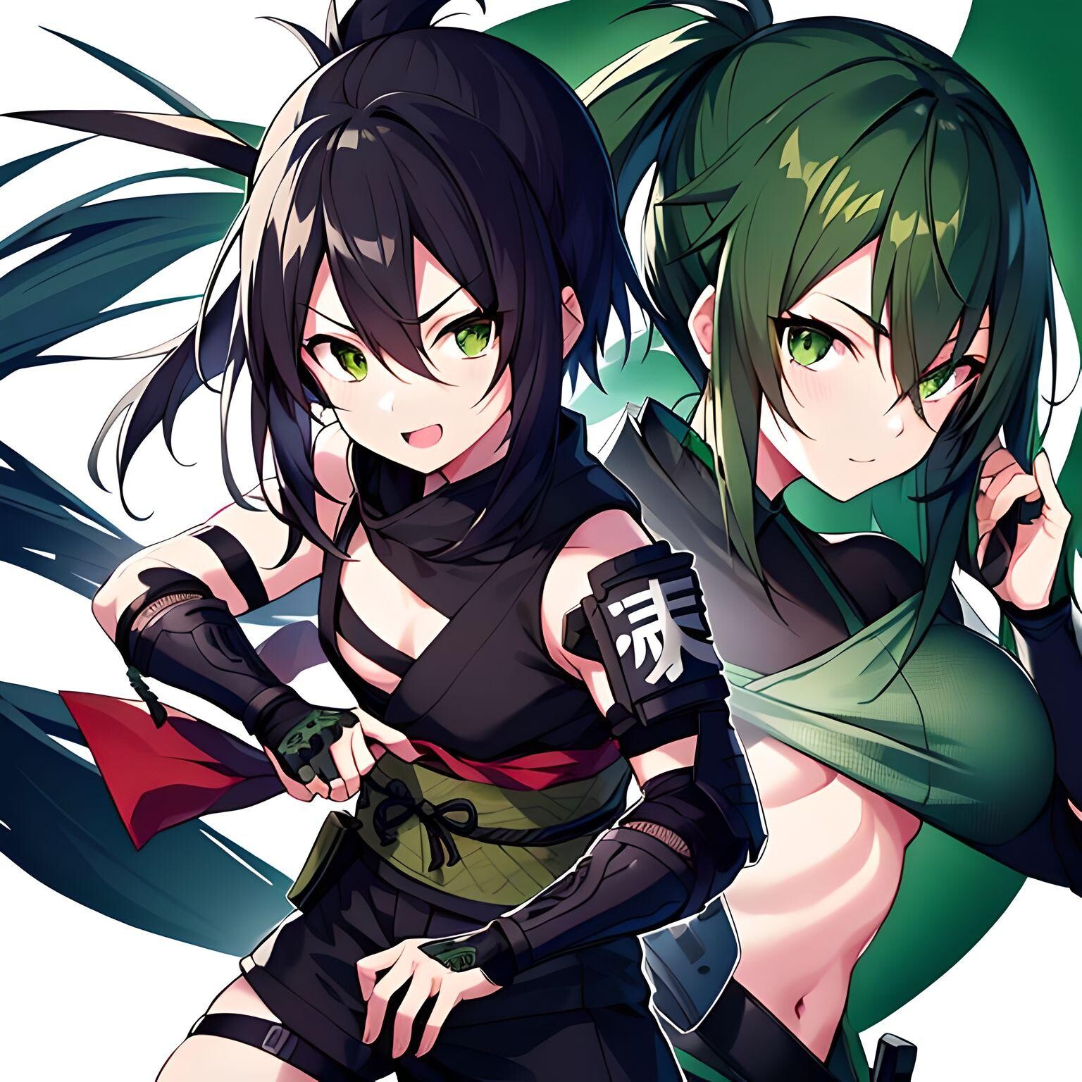 ArtStation - black and green shinobi ninja girl