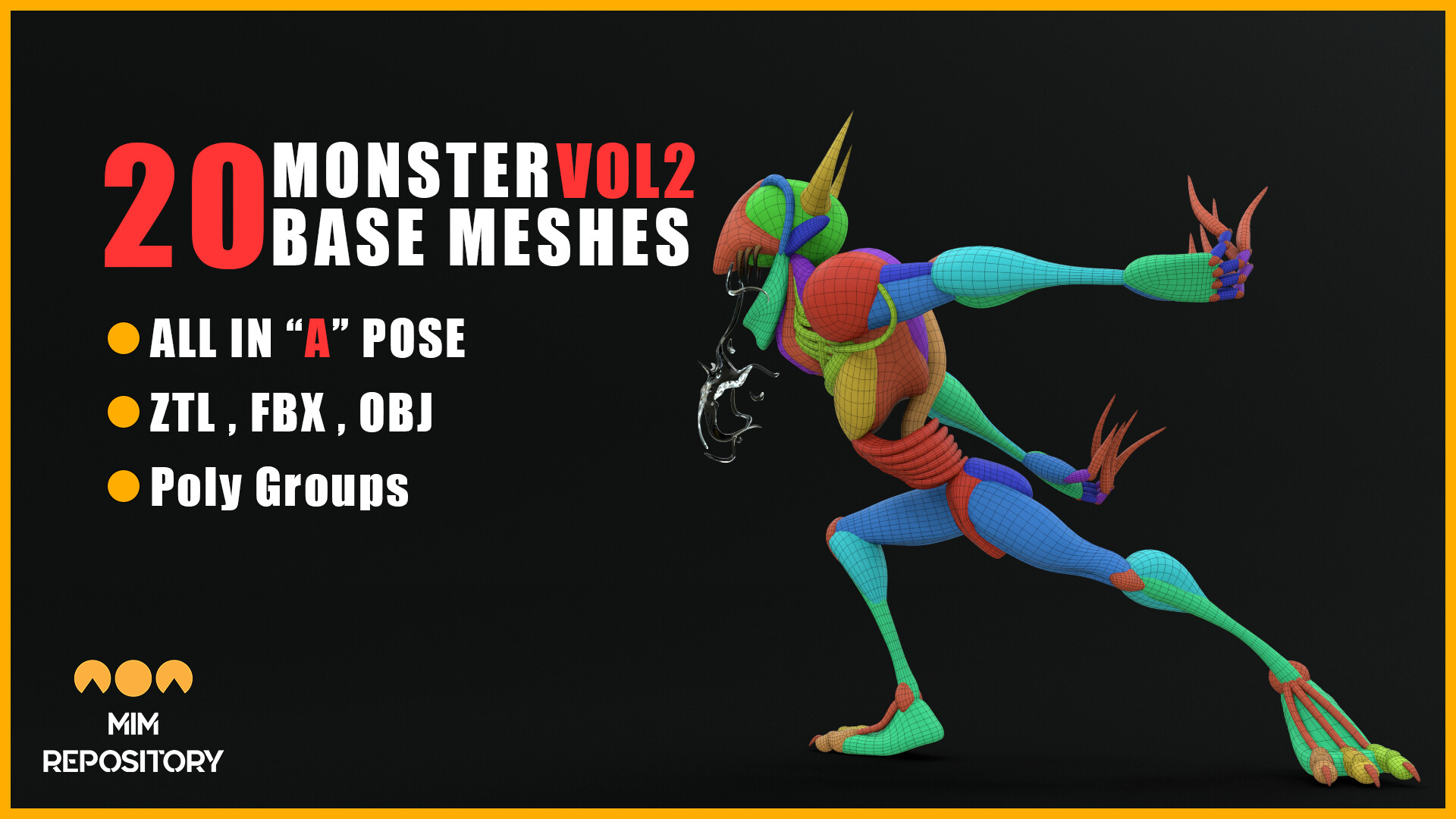 3D Assets Repository - 20 Monster Base Mesh (Creature) - VOL 02