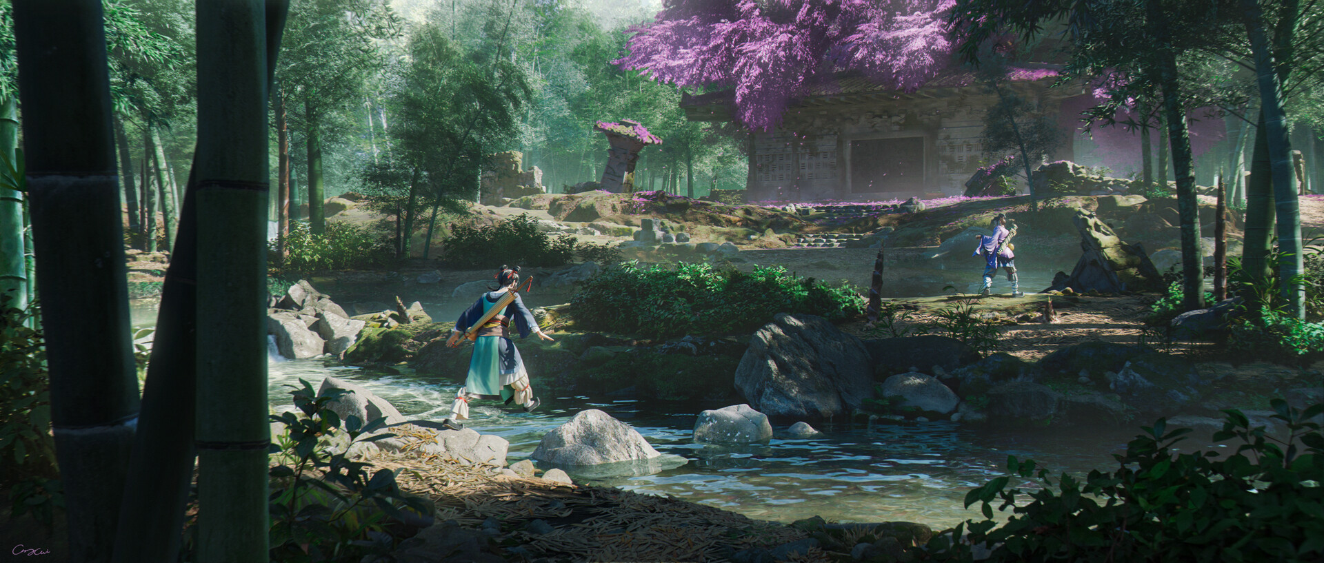 ArtStation - A day of Daoshi Prentices - Bamboo forest