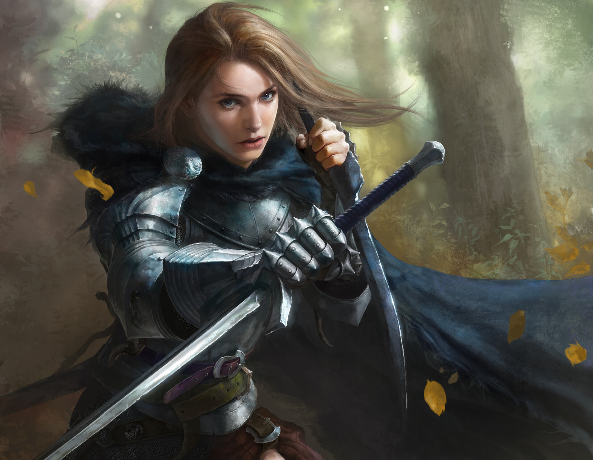 ArtStation - Female knight with two swords