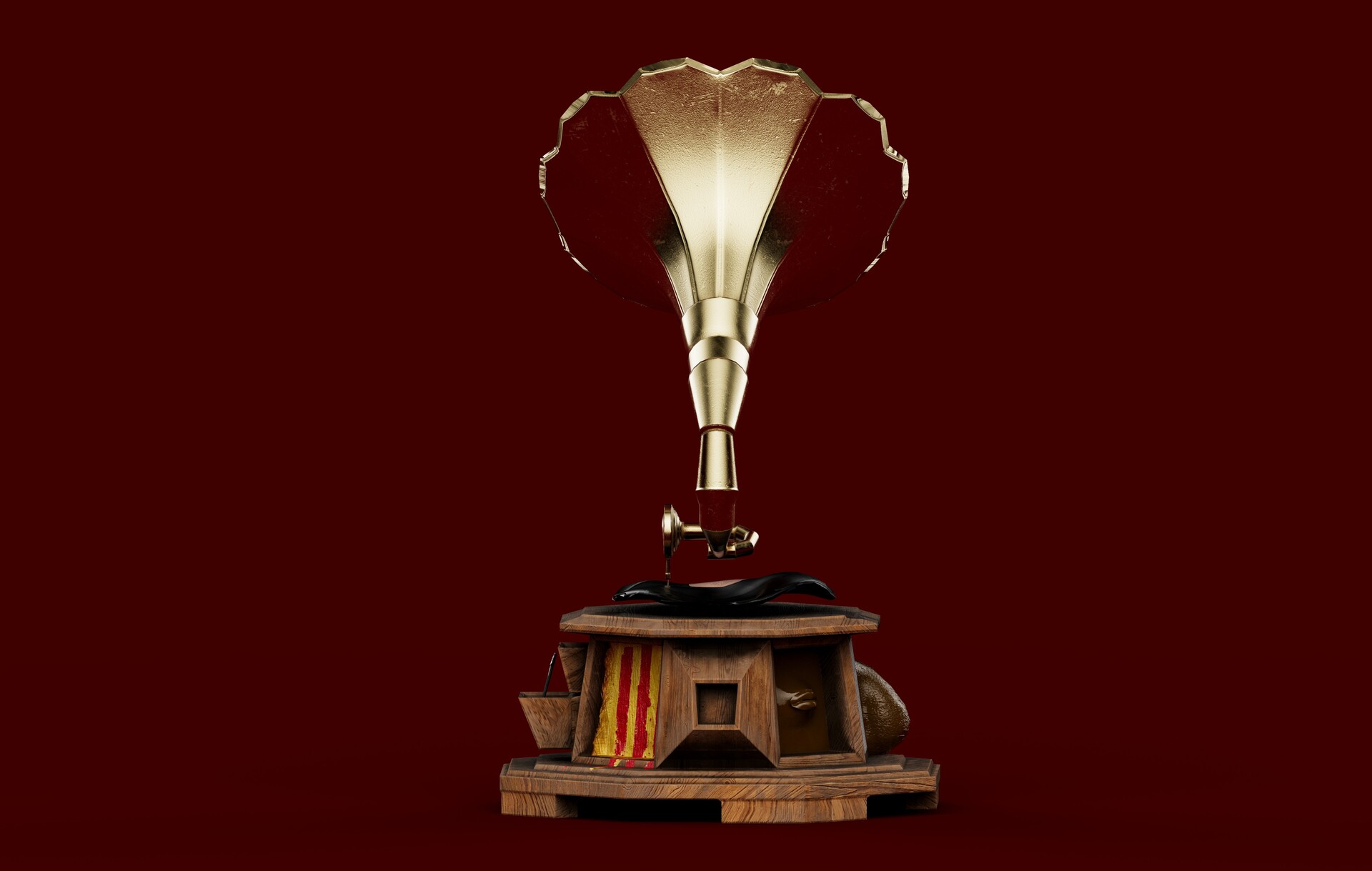 ArtStation - Old Timey Gramophone - Full 3D Render