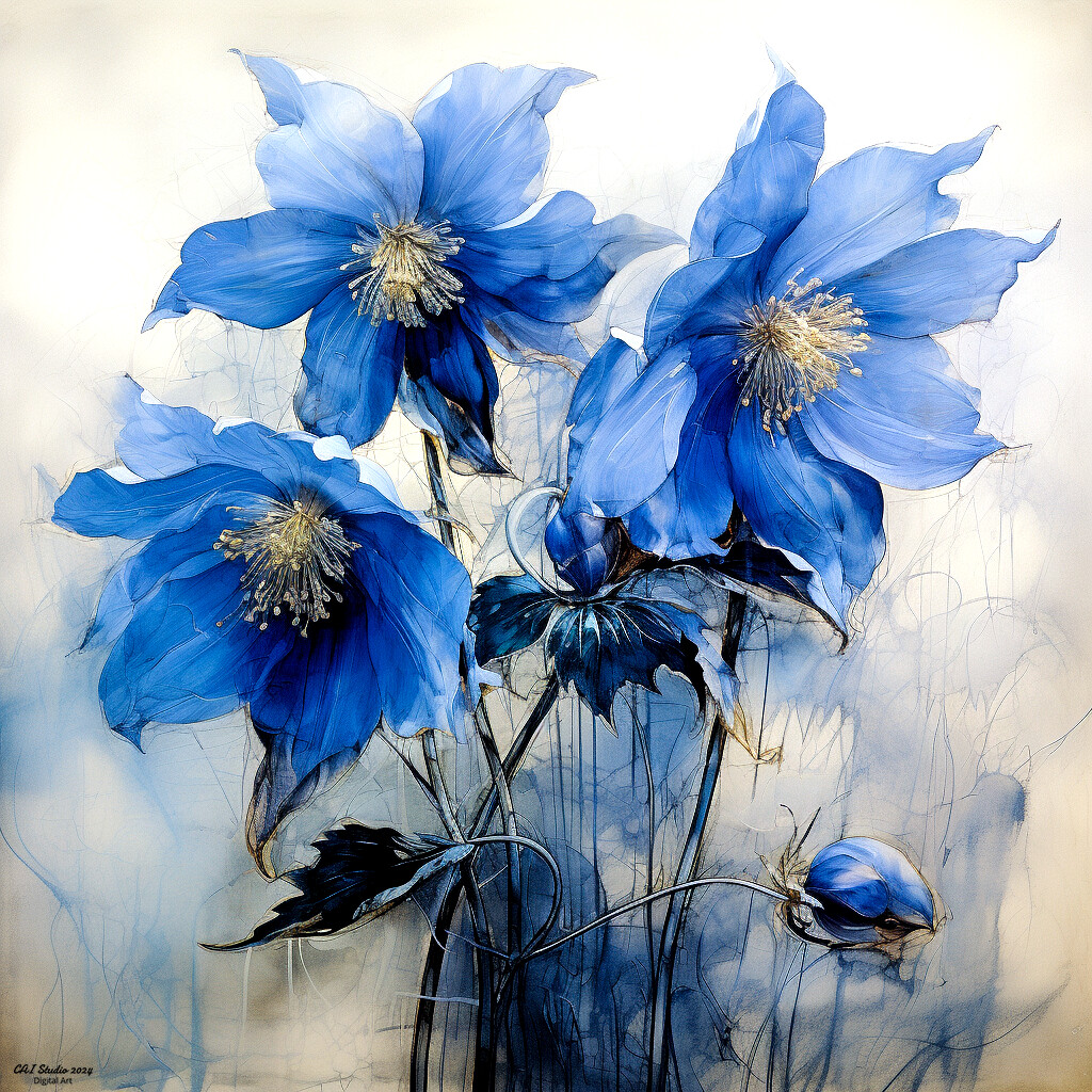 ArtStation - Blue flowers