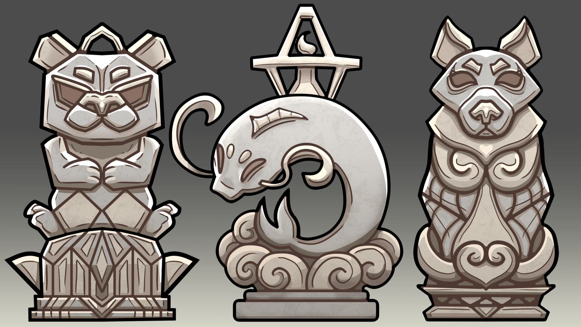 ArtStation - animal statue props for a project
