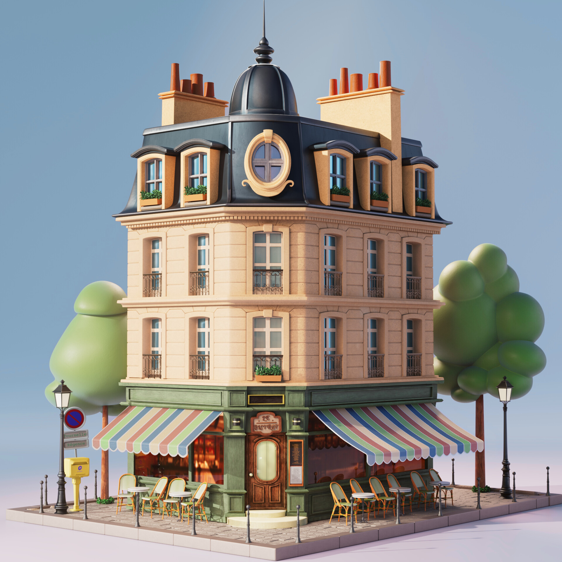 ArtStation - Paris Haussmann Building Cartoon