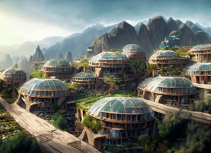 ArtStation - A Sustainable Mountain Community Made Out Of Wood