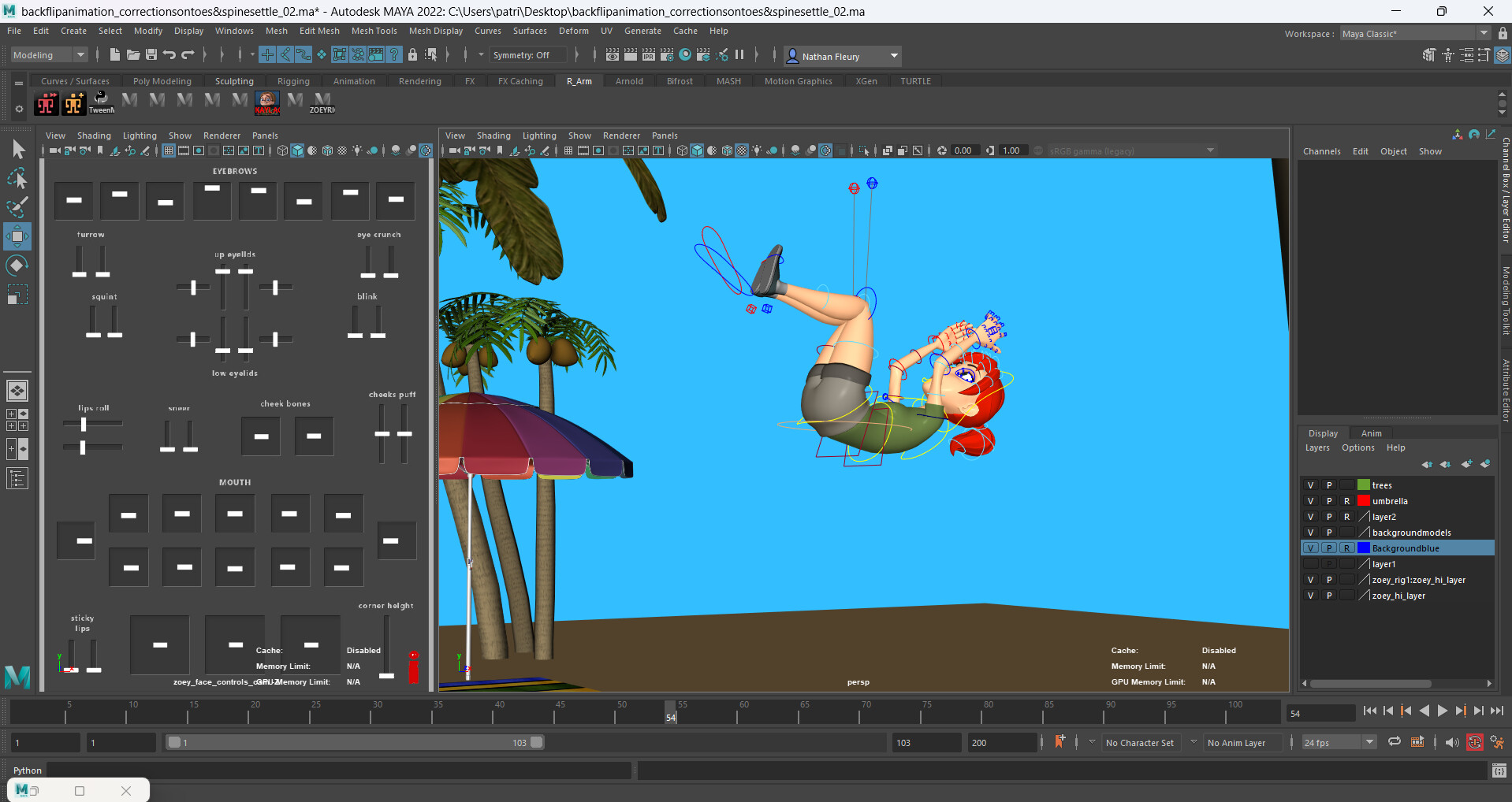💙 Nathan Fleury 💛 - Backflip on the Beach Body Mechanic Animation