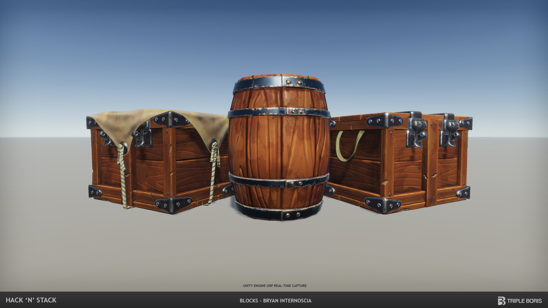 ArtStation - WOODEN CRATES & BARREL - INTERACTIVE PROPS