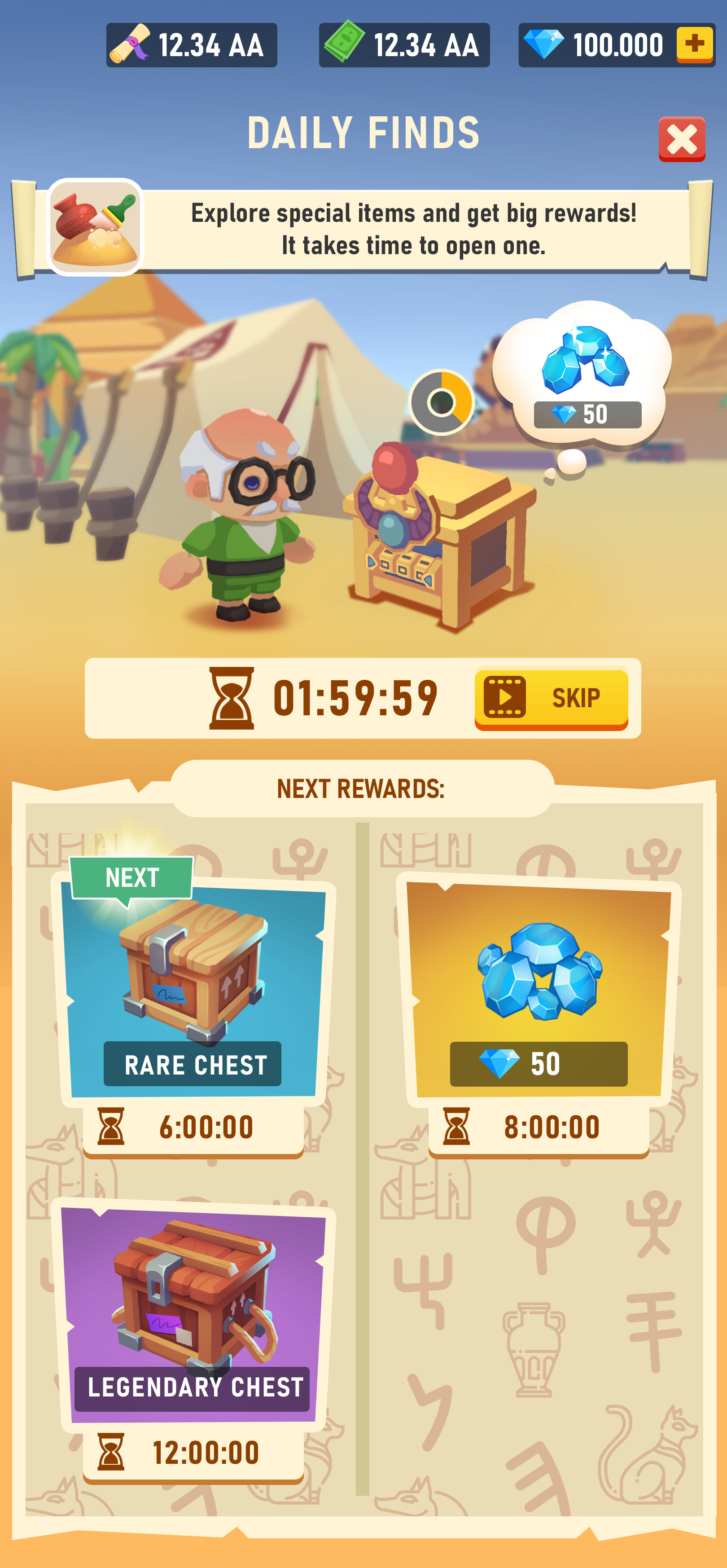 ArtStation - Game UI [Idle Archeology: Idle Miner]