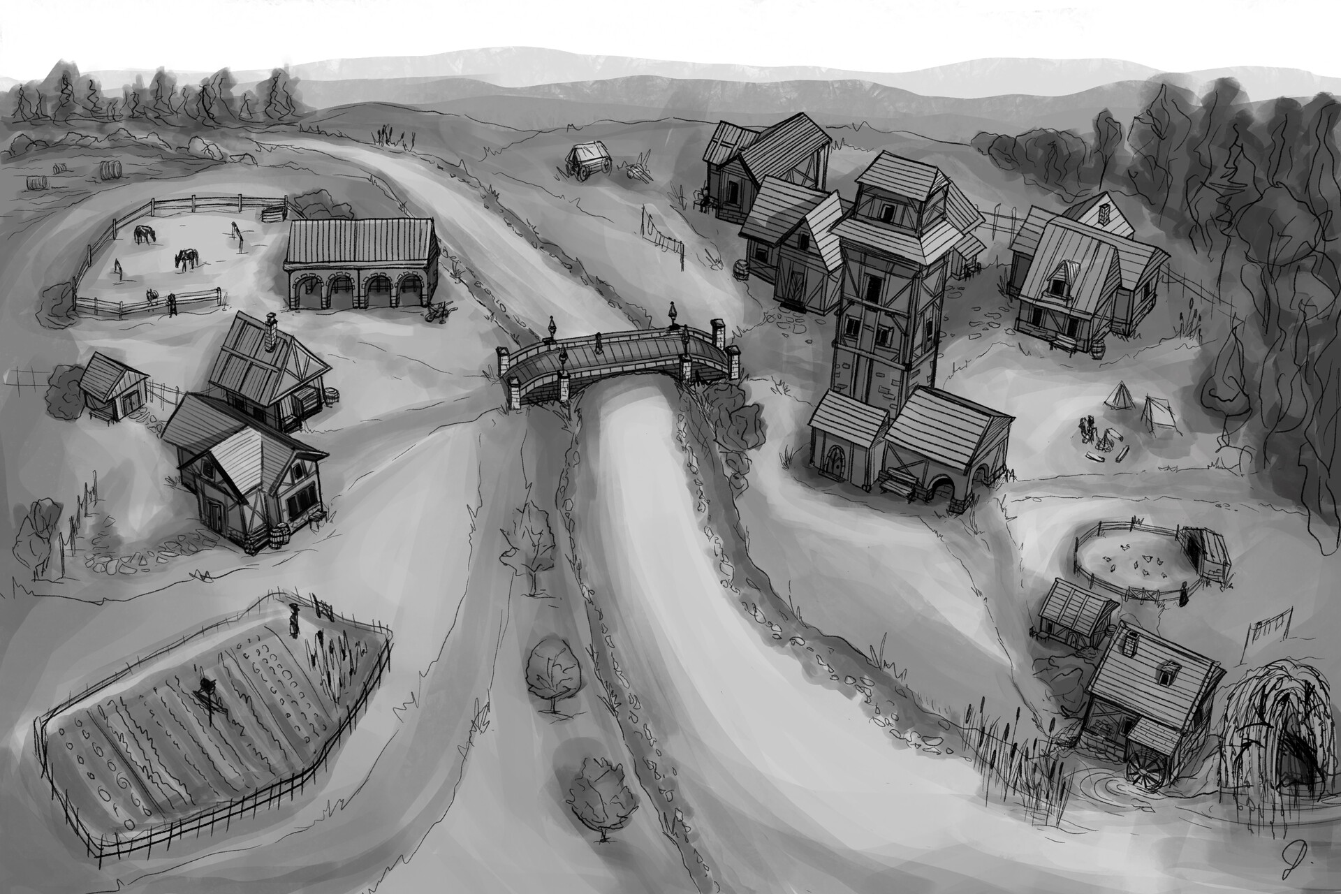 ArtStation - Village - concept art