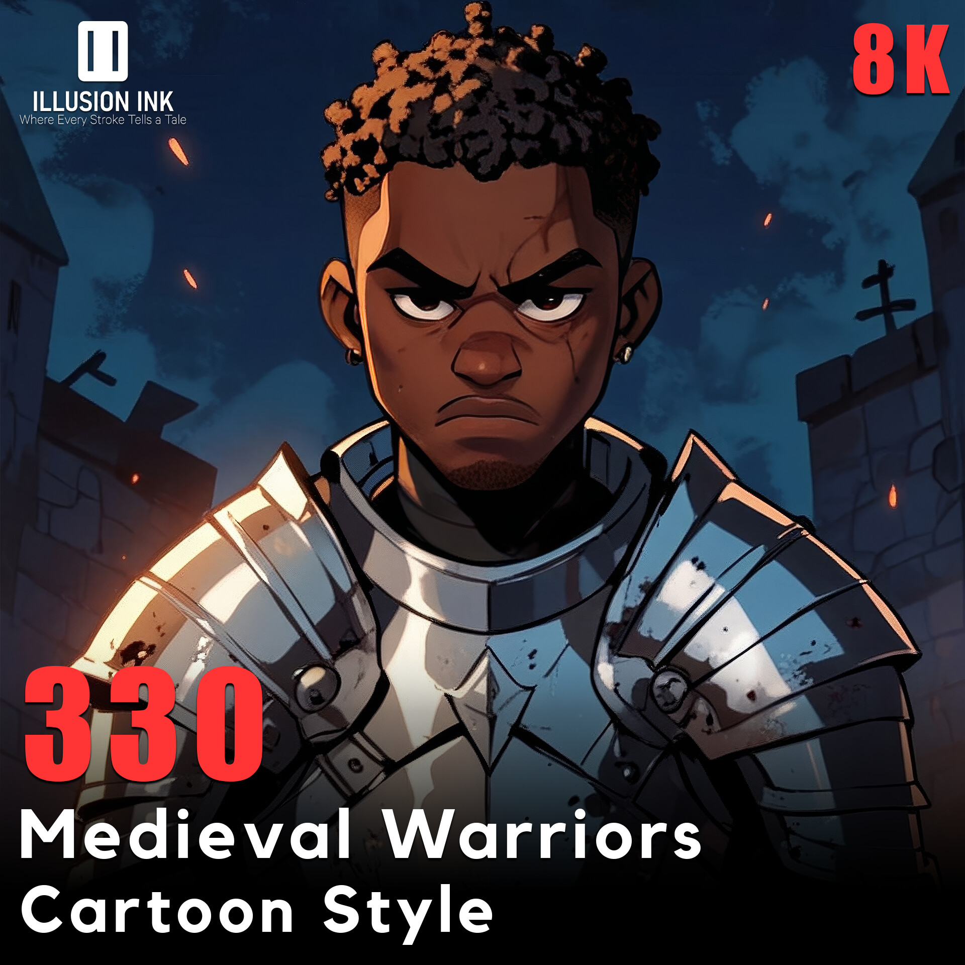 ILLUSION INK - 330 Medieval Warriors - Cartoon Style |8K