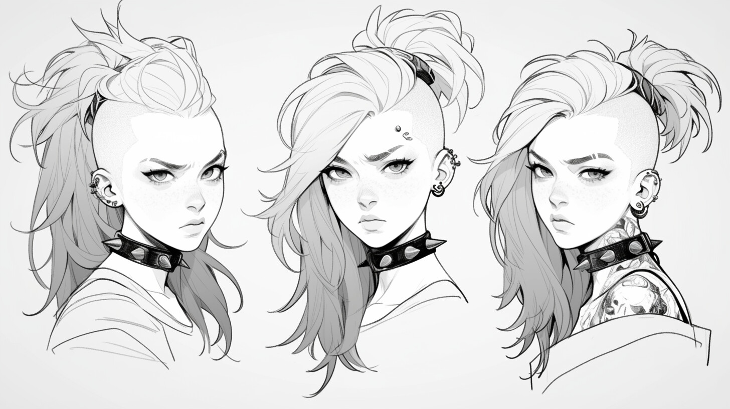 Concept Art - +330 Punk Rock Female Sketch Reference(4k)