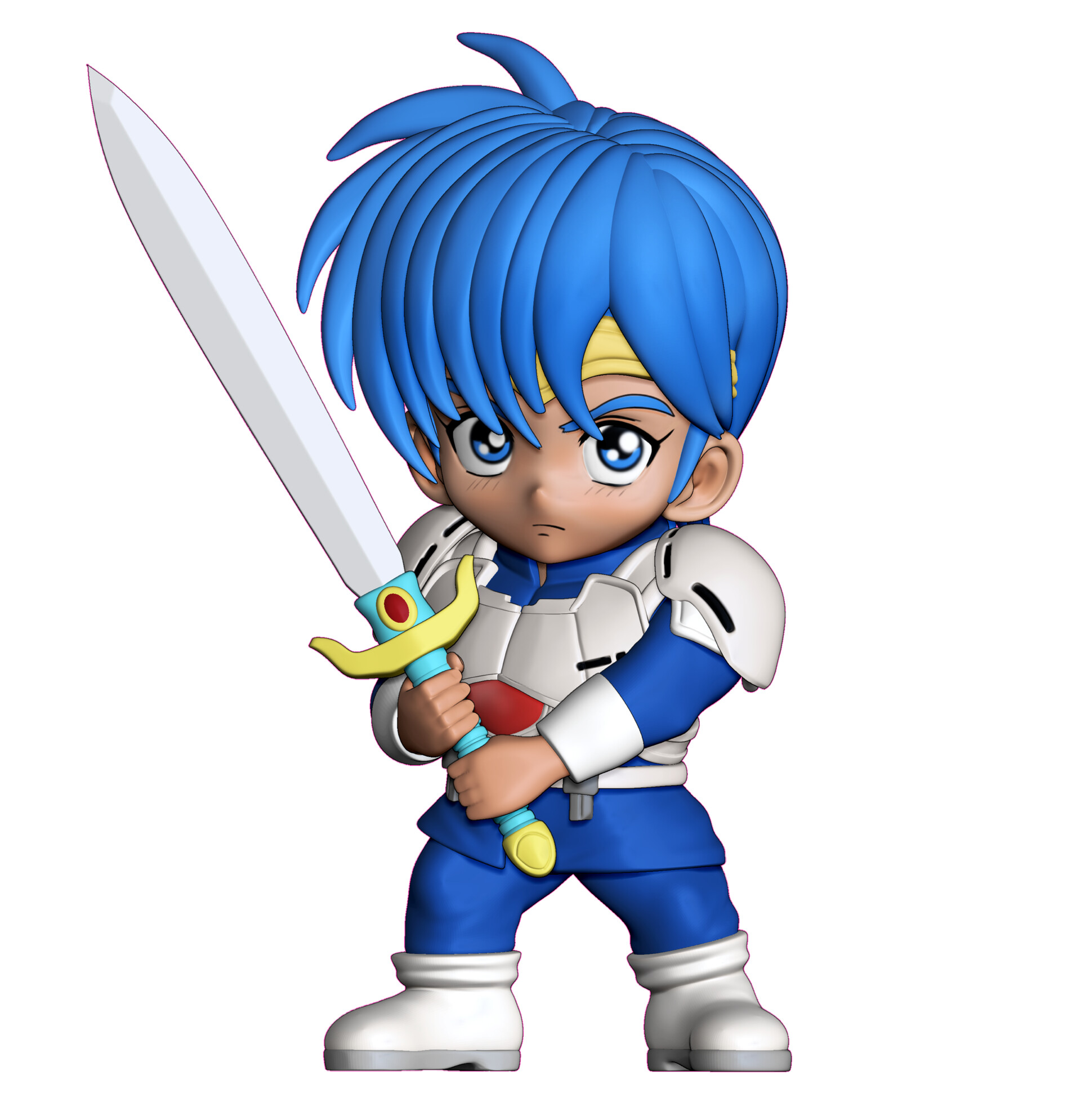 ArtStation - SD Rolf/Eusis from Phantasy Star 2 - 3D Fan Art in Super ...