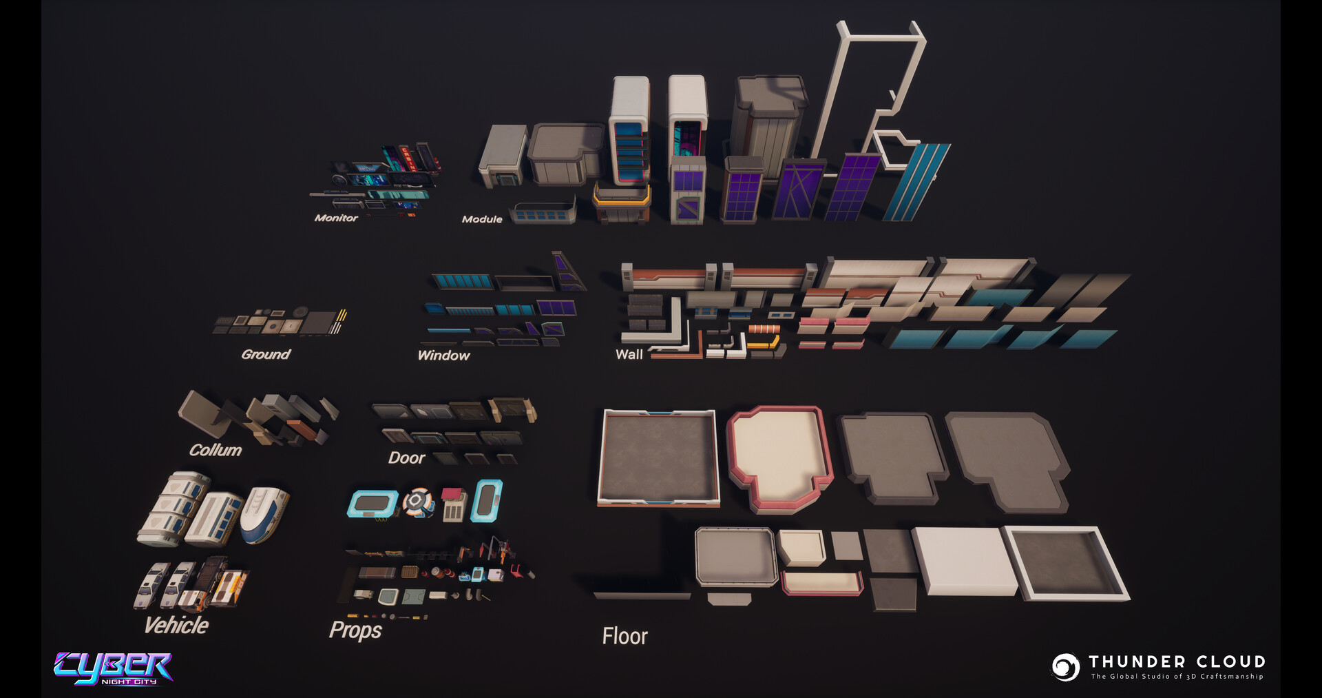 Thunder Cloud Studio - Stylized PBR 3D Environment - Cyber Night City