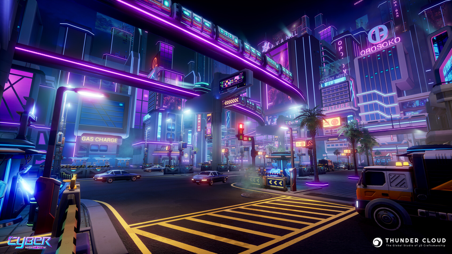 Thunder Cloud Studio - Stylized PBR 3D Environment - Cyber Night City ...