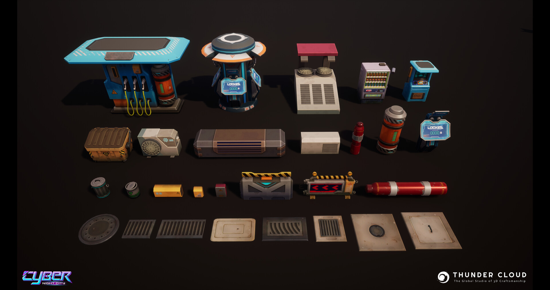 Thunder Cloud Studio - Stylized PBR 3D Environment - Cyber Night City ...